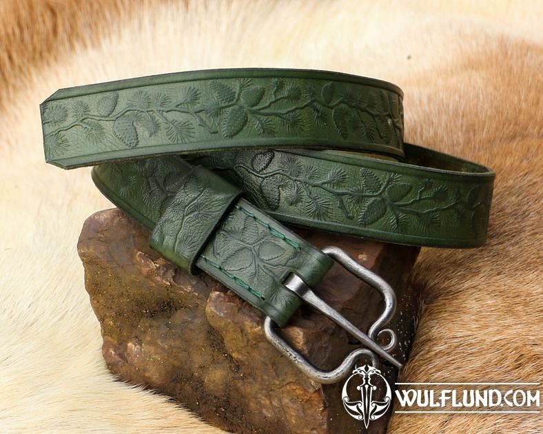 Pine Cones, Forestry Leather Belt with forged buckle Drakkaria Leather ...