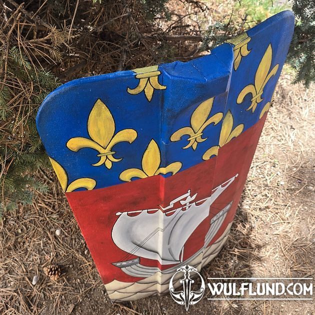 Pavise shield of Paris, hand-painted wooden medieval shield living ...