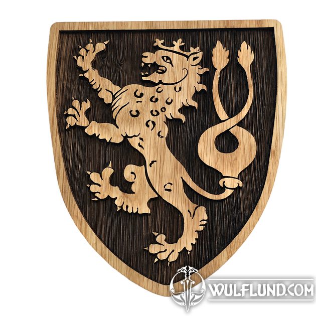 LÖWE, mittelalterliches Wappen in großem Schild Hölzerne Gemälde ...