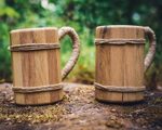 Wooden Tankard, oak Drakkaria Historical dining Feasting Wulflund