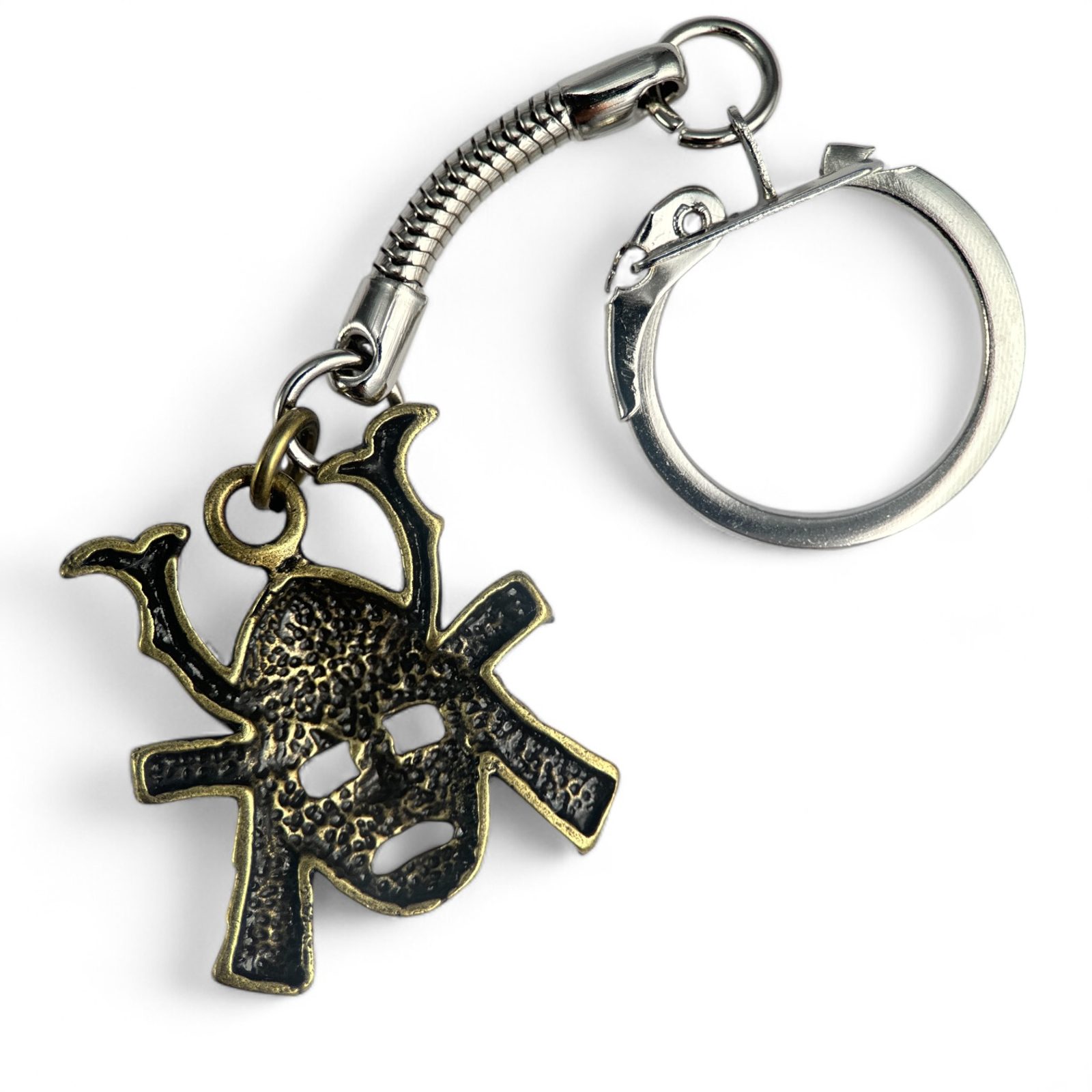 Samurai, key ring, zinc old brass Wulflund