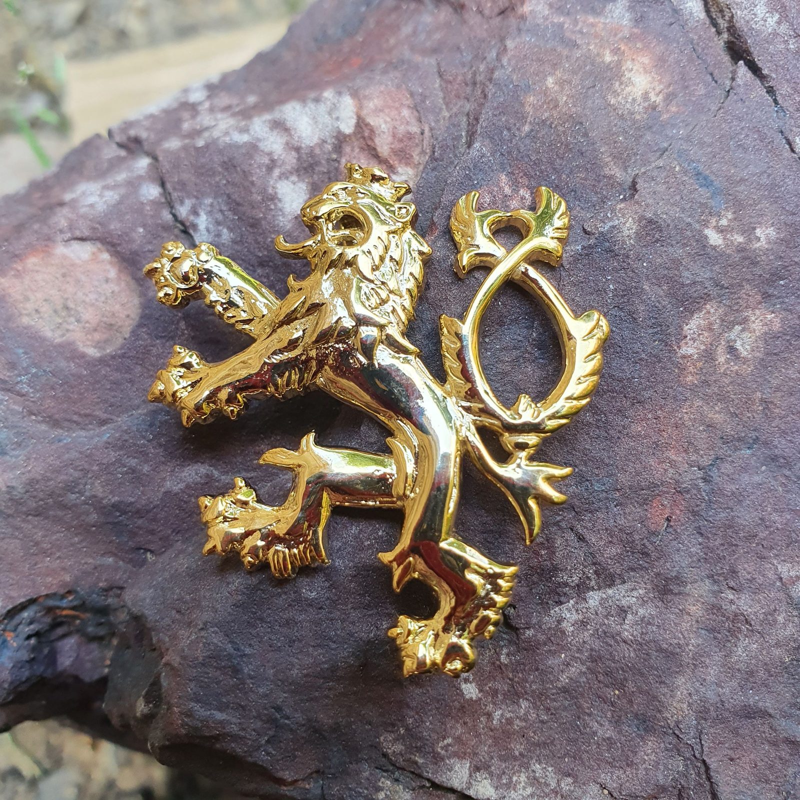 DOUBLE-TAILED LION, symbol of Bohemia Gold plated Wulflund