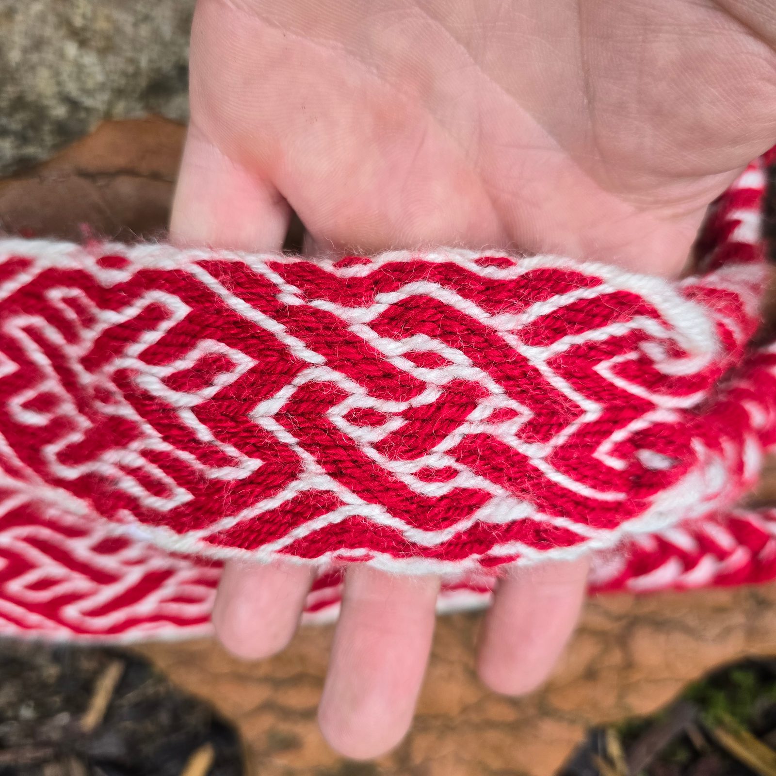 Slavic Tablet Weaving Belt - red and white 160 cm Wulflund