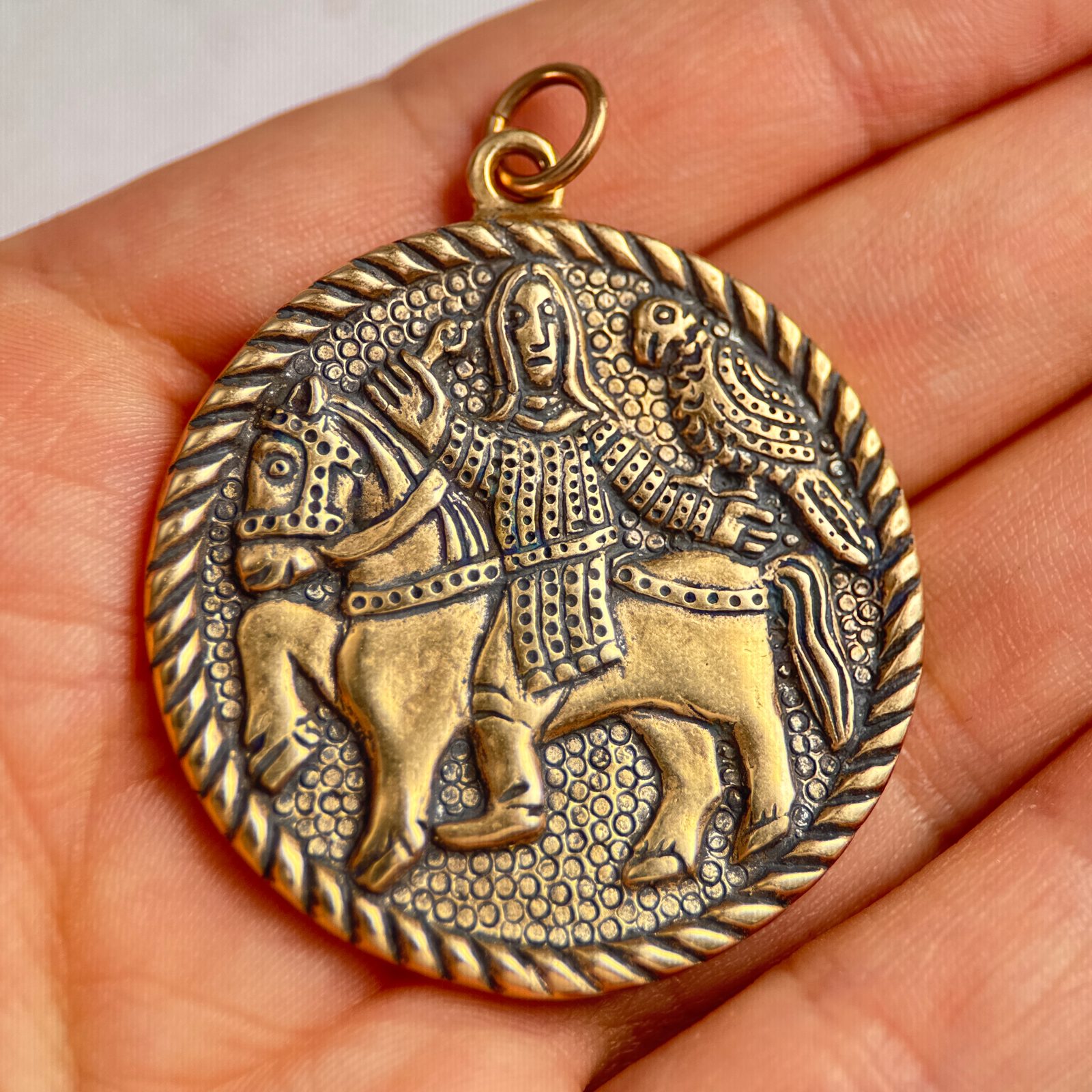 MEDIEVAL FALCONER Moravia Magna Bronze Pendant Wulflund