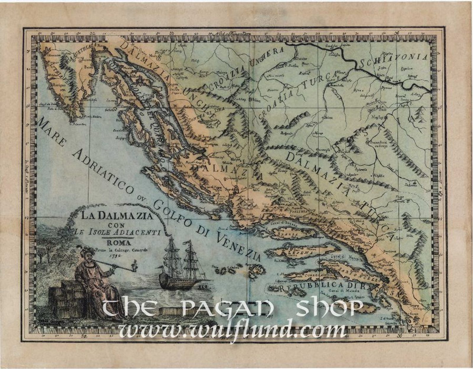 DALMATIA, historical map, replica Poster, Postkarten Wanddekorationen ...