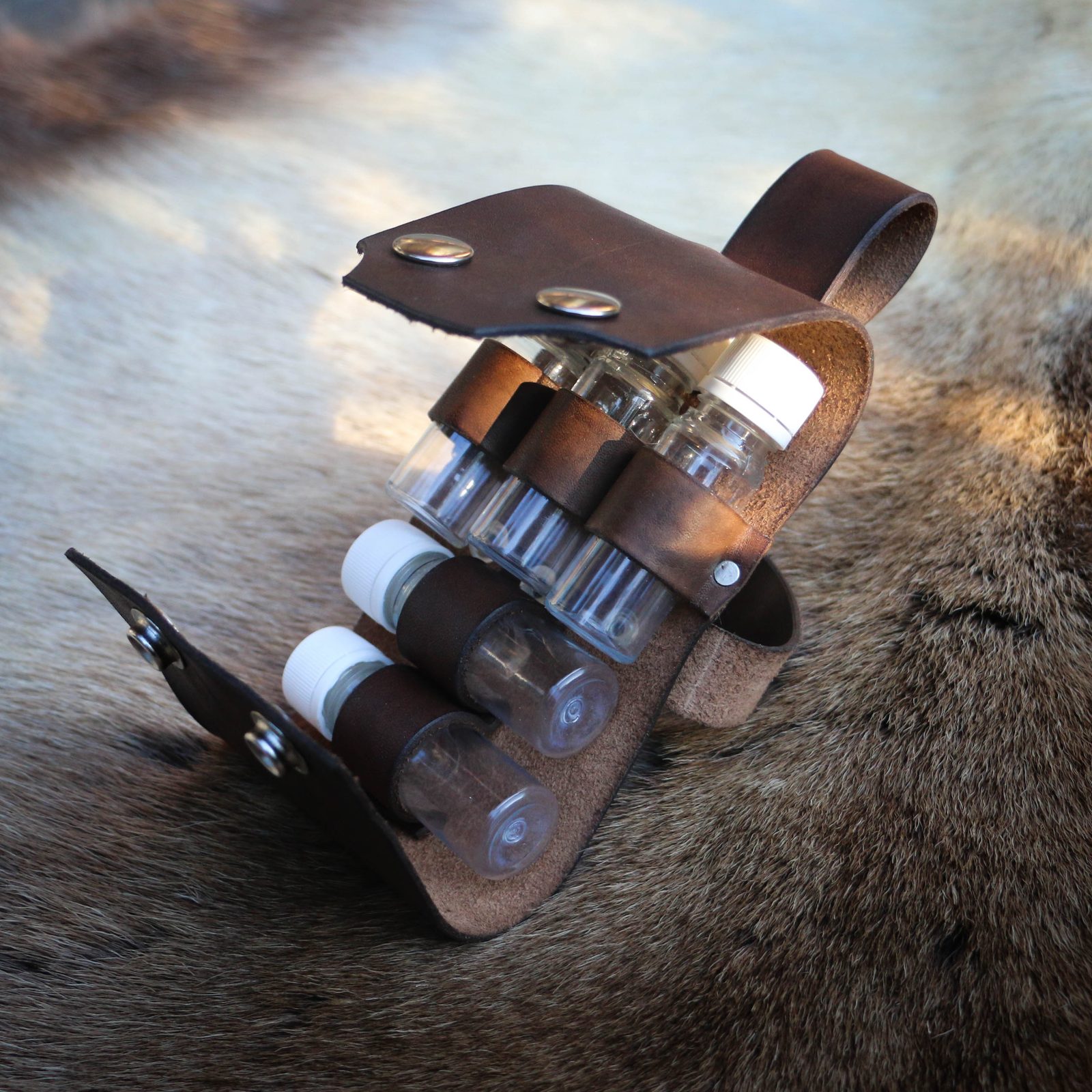 BUSHCRAFT SET FOR SPICES, ampoules and leather pouch, Perunika system ...