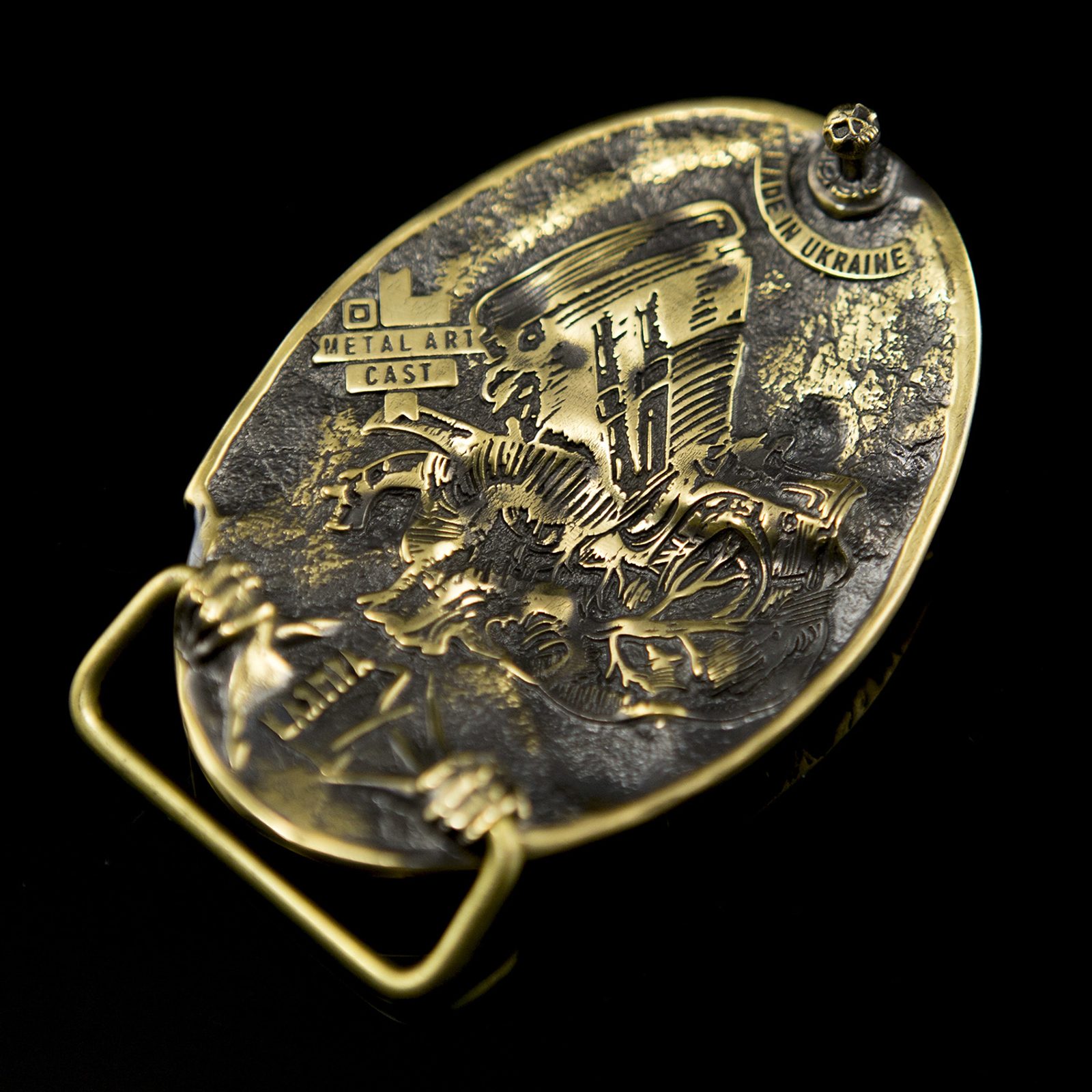 Ride or die, belt buckle, brass Wulflund