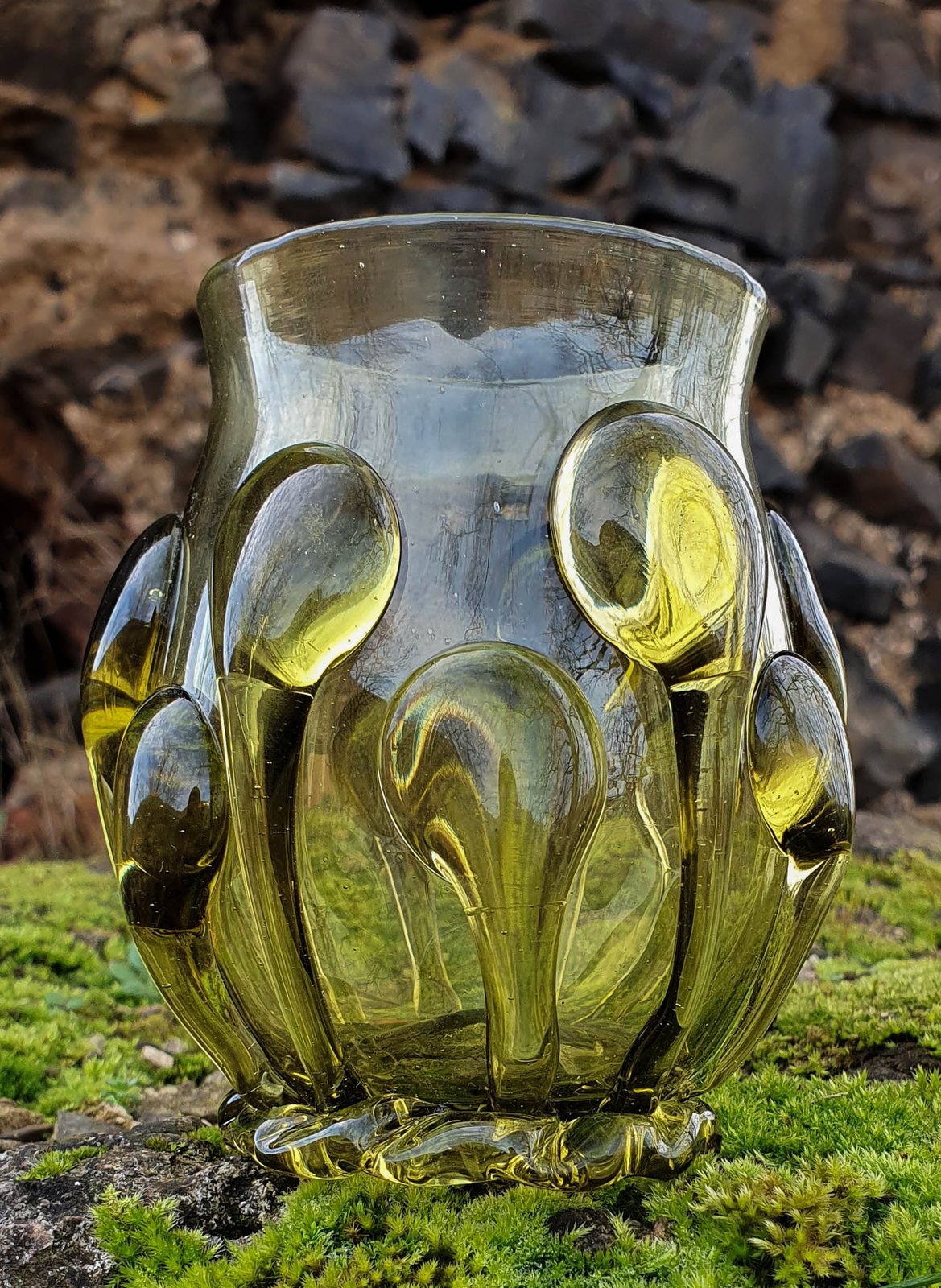 MEDIEVAL GOBLET - BOHEMIA, green forest glass Wulflund