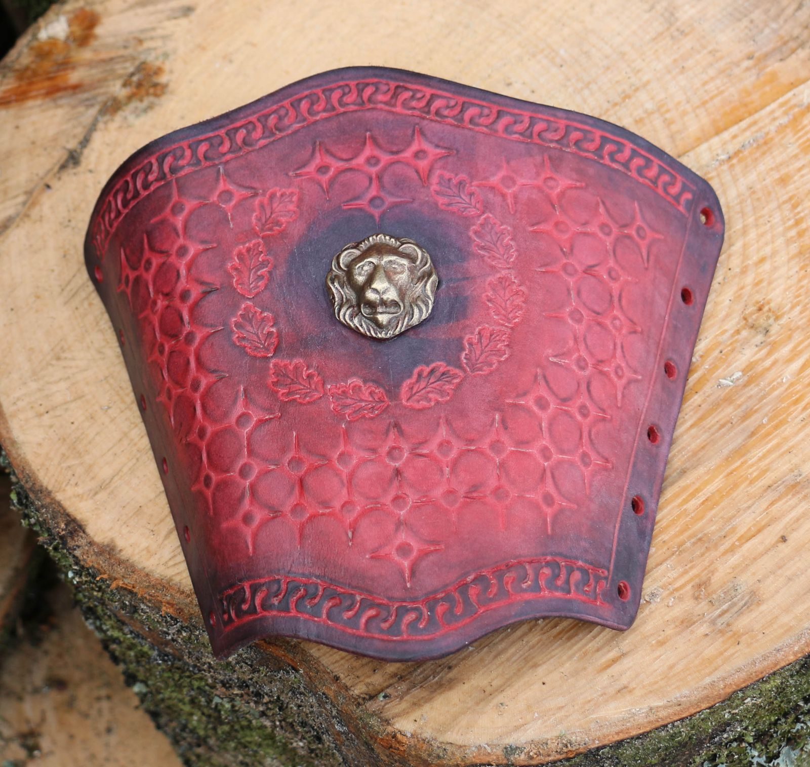 GLADIATOR, red leather bracer - 1 piece Wulflund