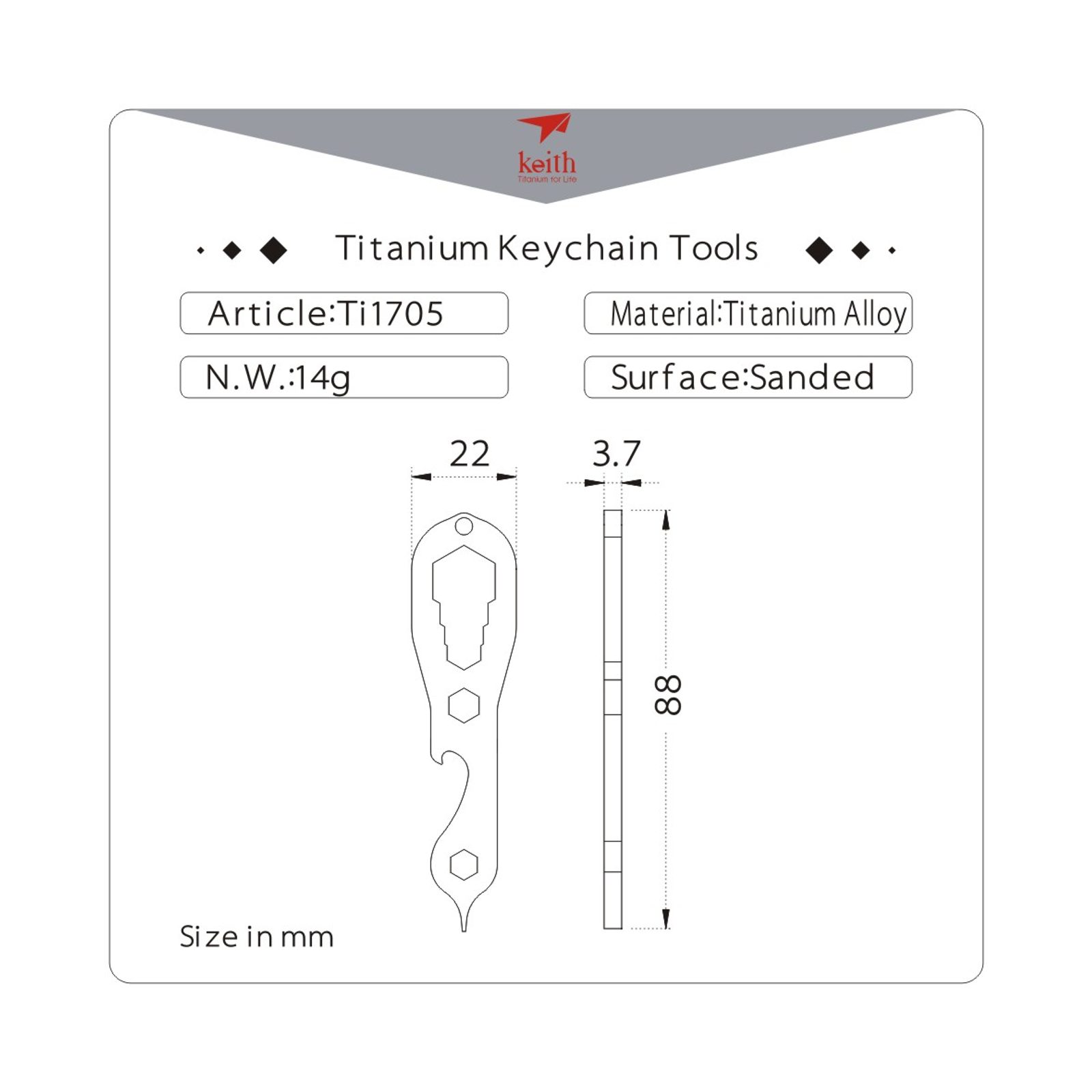 Ti1705 Titanium Tool KEITH Wulflund
