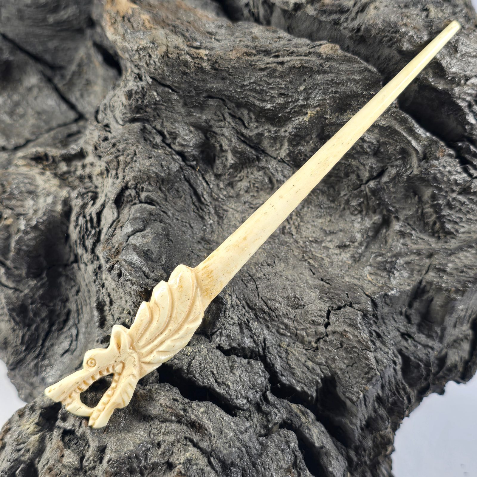 Viking bone pin - dragon Wulflund