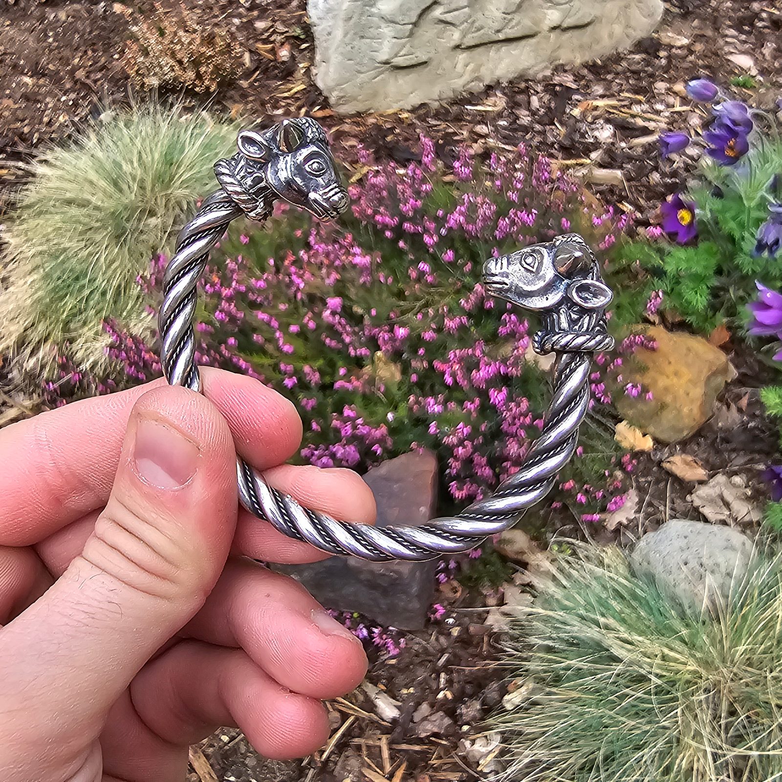 Celtic bull bracelet, Trichtingen, solid silver 925 Wulflund