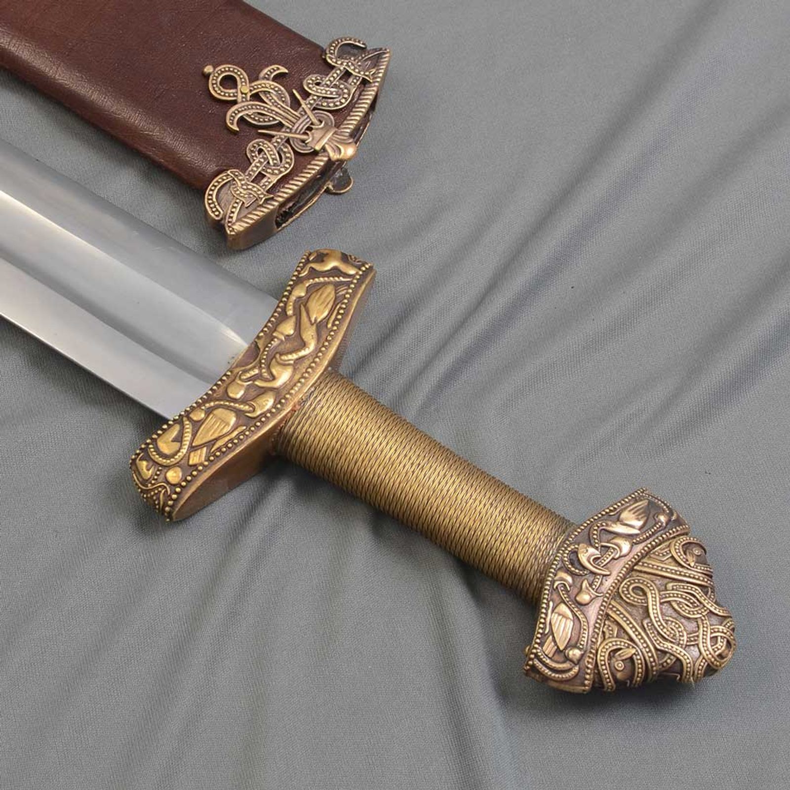 Viking sword, Dybäck, Sweden with leather scabbard Viking swords Wulflund