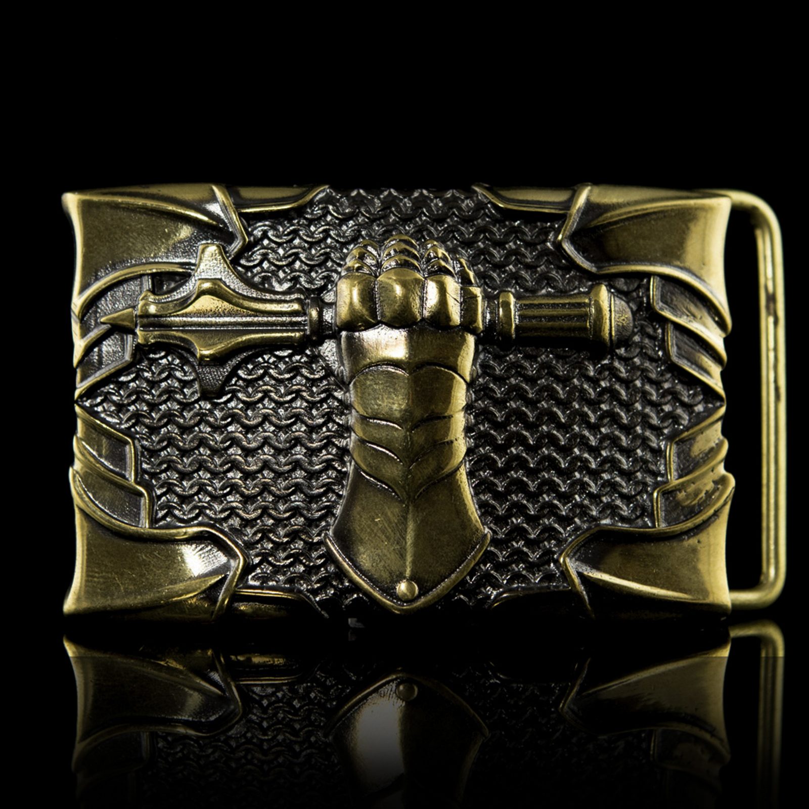 STEEL FIST, belt buckle, brass Wulflund