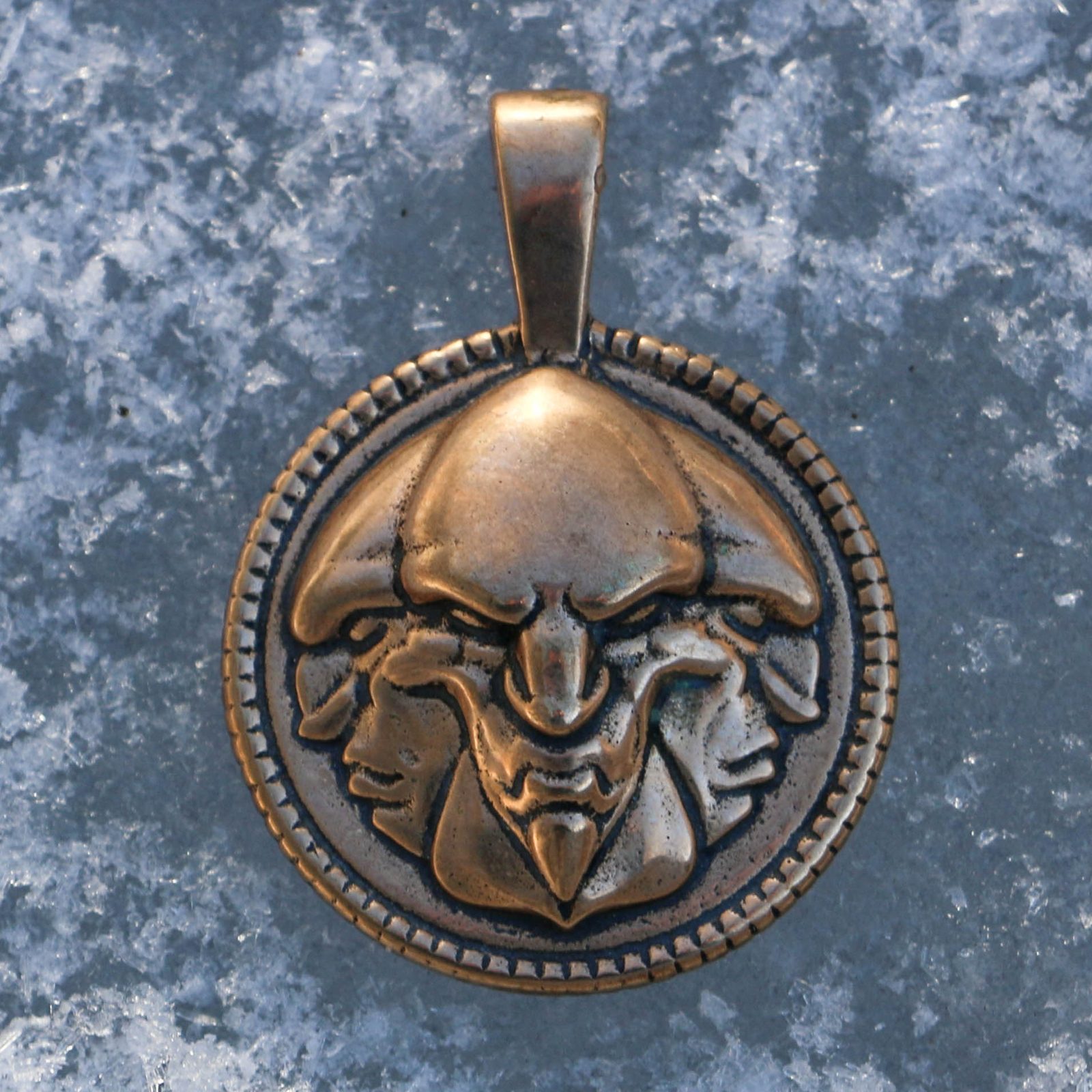 TRIGLAV Slavic God, bronze pendant Wulflund