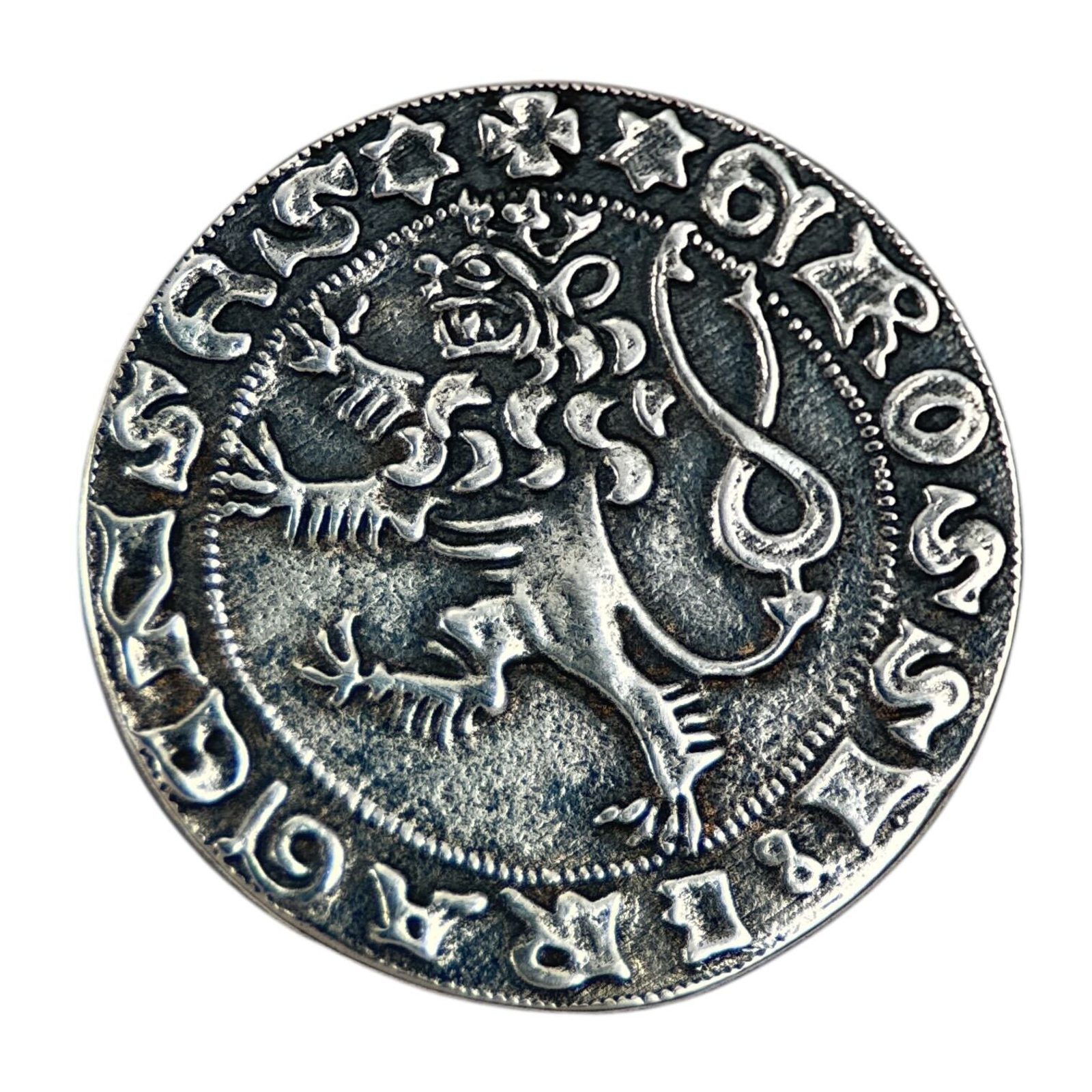 Prague Groschen, replica of a medieval coin Ag 925/1000 silver, 12 g ...