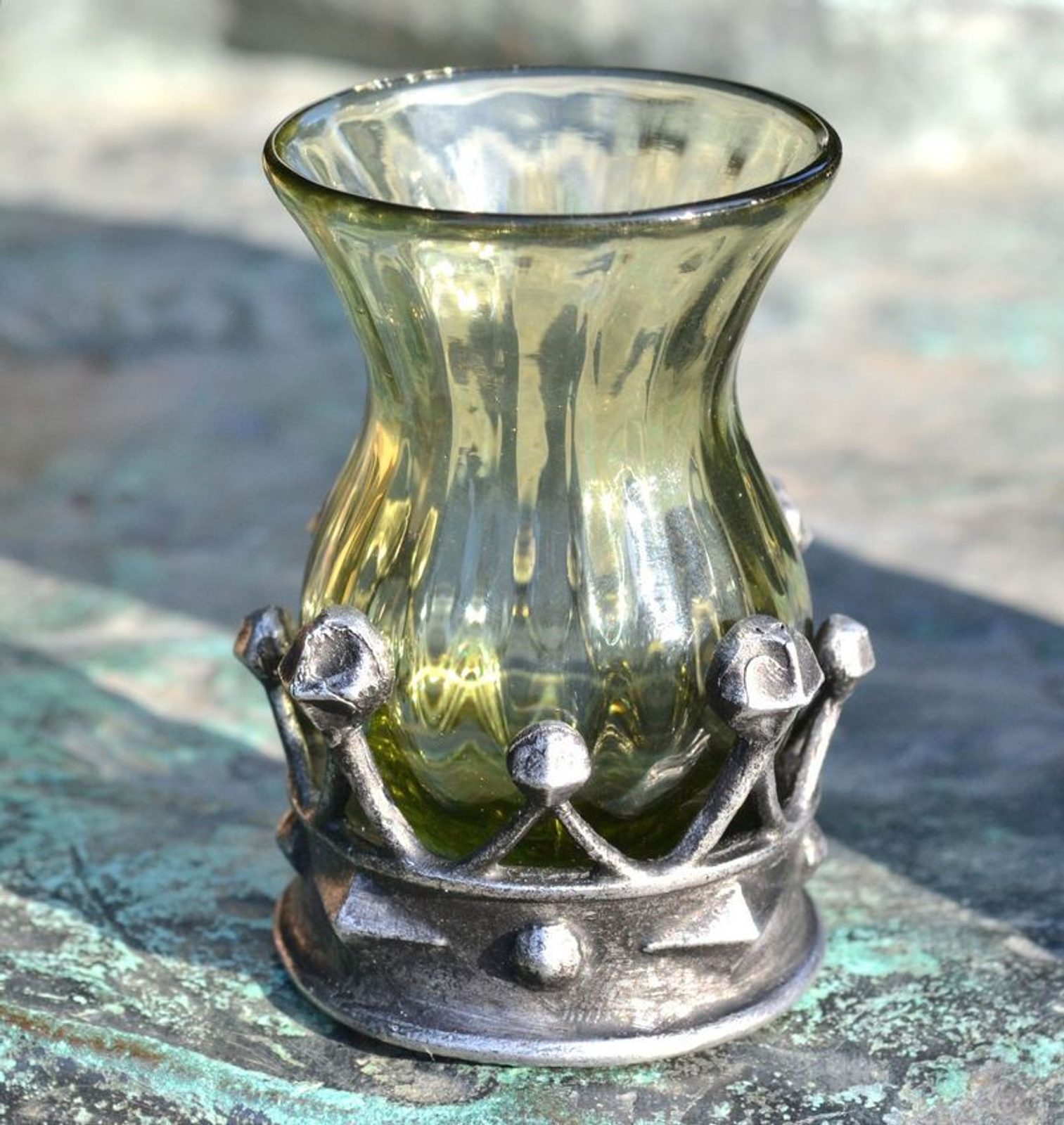 Glass and Tin medieval Cups Wulflund