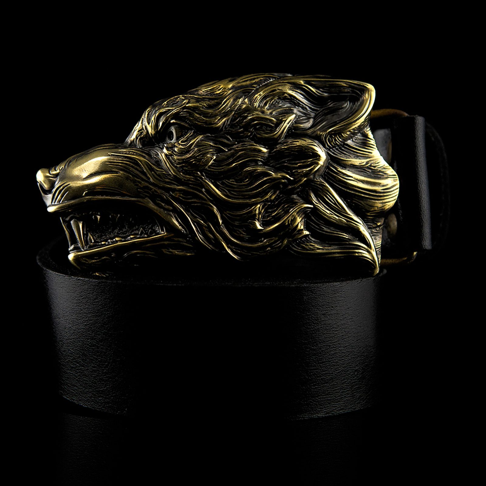 GREY WOLF, belt buckle, brass Wulflund