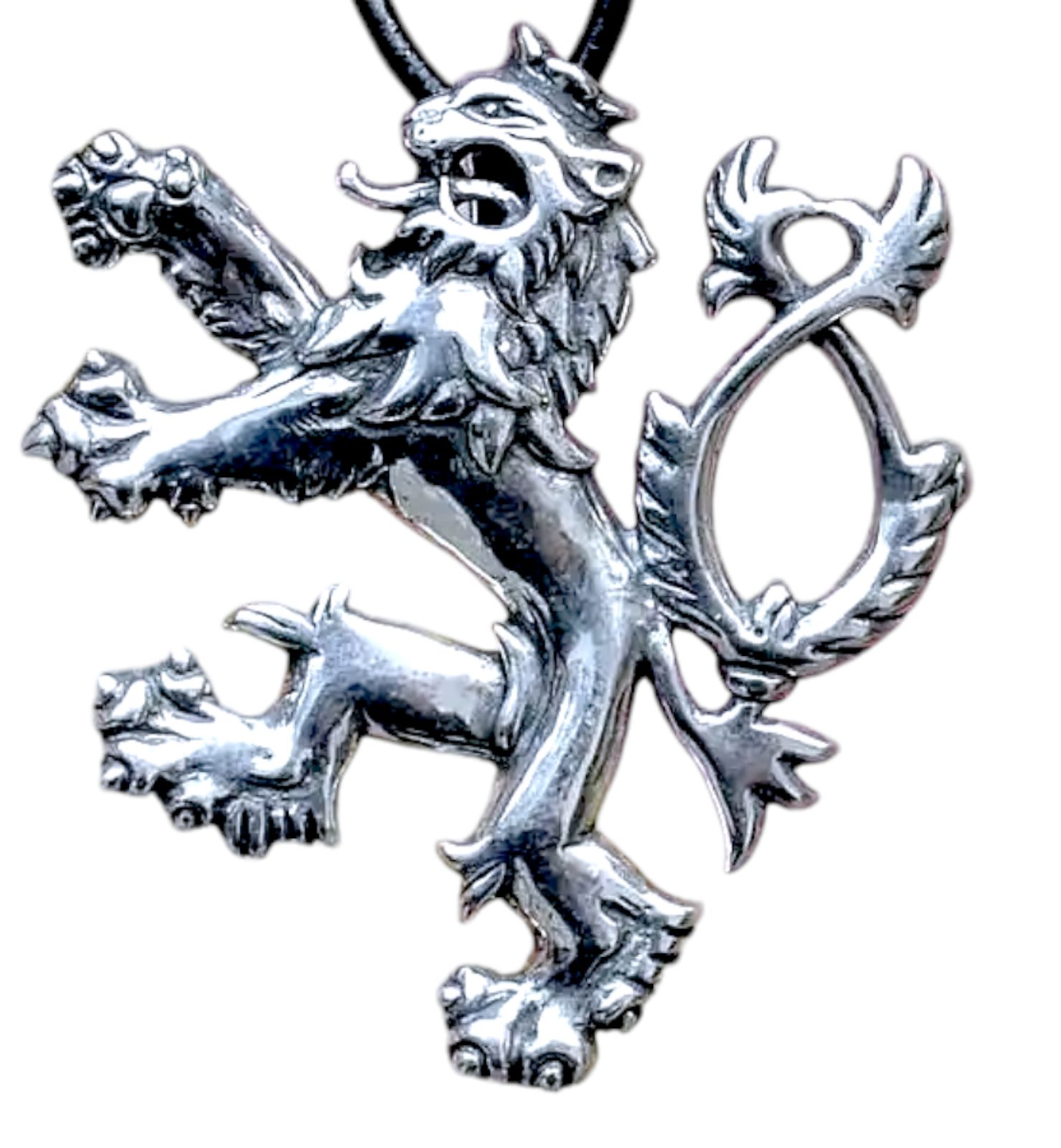 DOUBLE-TAILED LION, symbol of Bohemia, silver pendant Wulflund