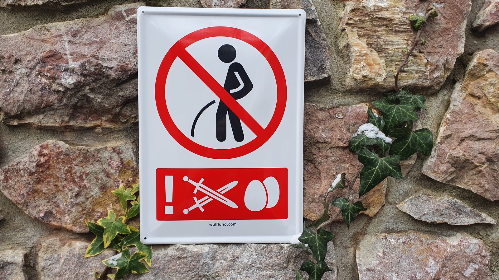 DO NOT PEE HERE!" - Enamel sign, funny board - sign Wulflund