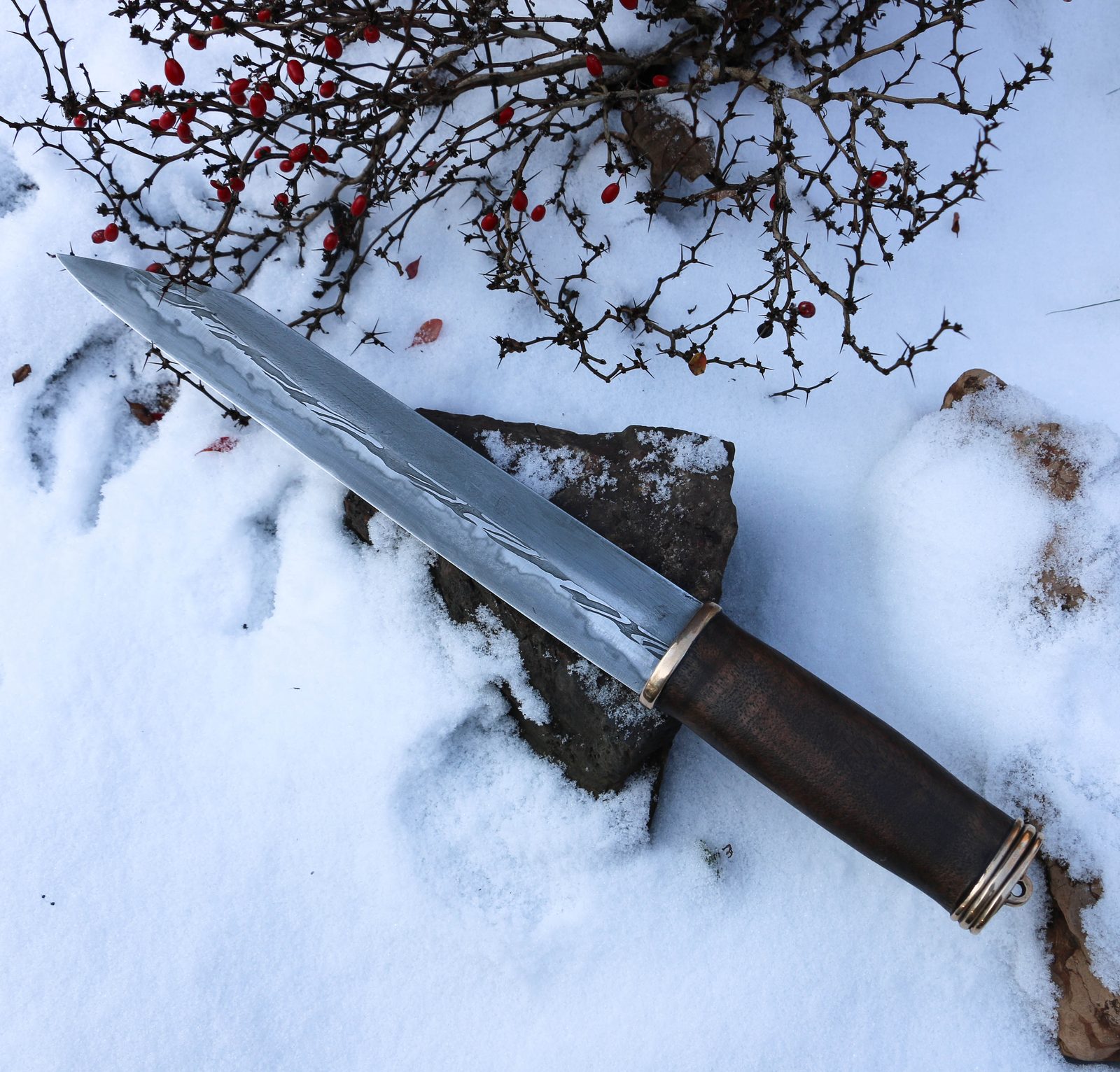 NJÖRD, sax, damascus steel Drakkaria Damascus steel knives Knives ...