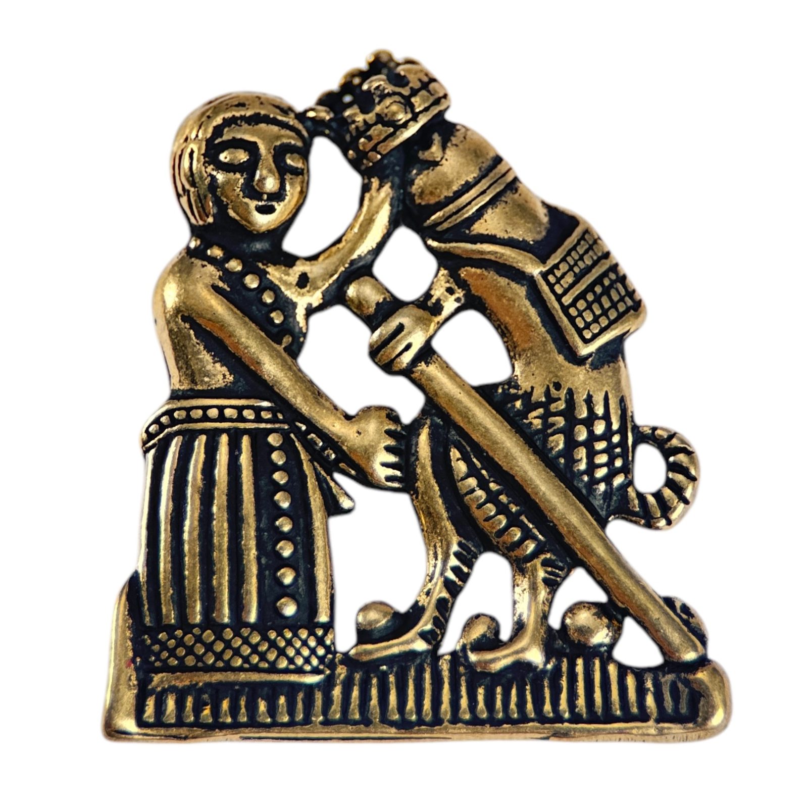 Coronation by Phallus, medieval pilgrim brooch, bronze Wulflund
