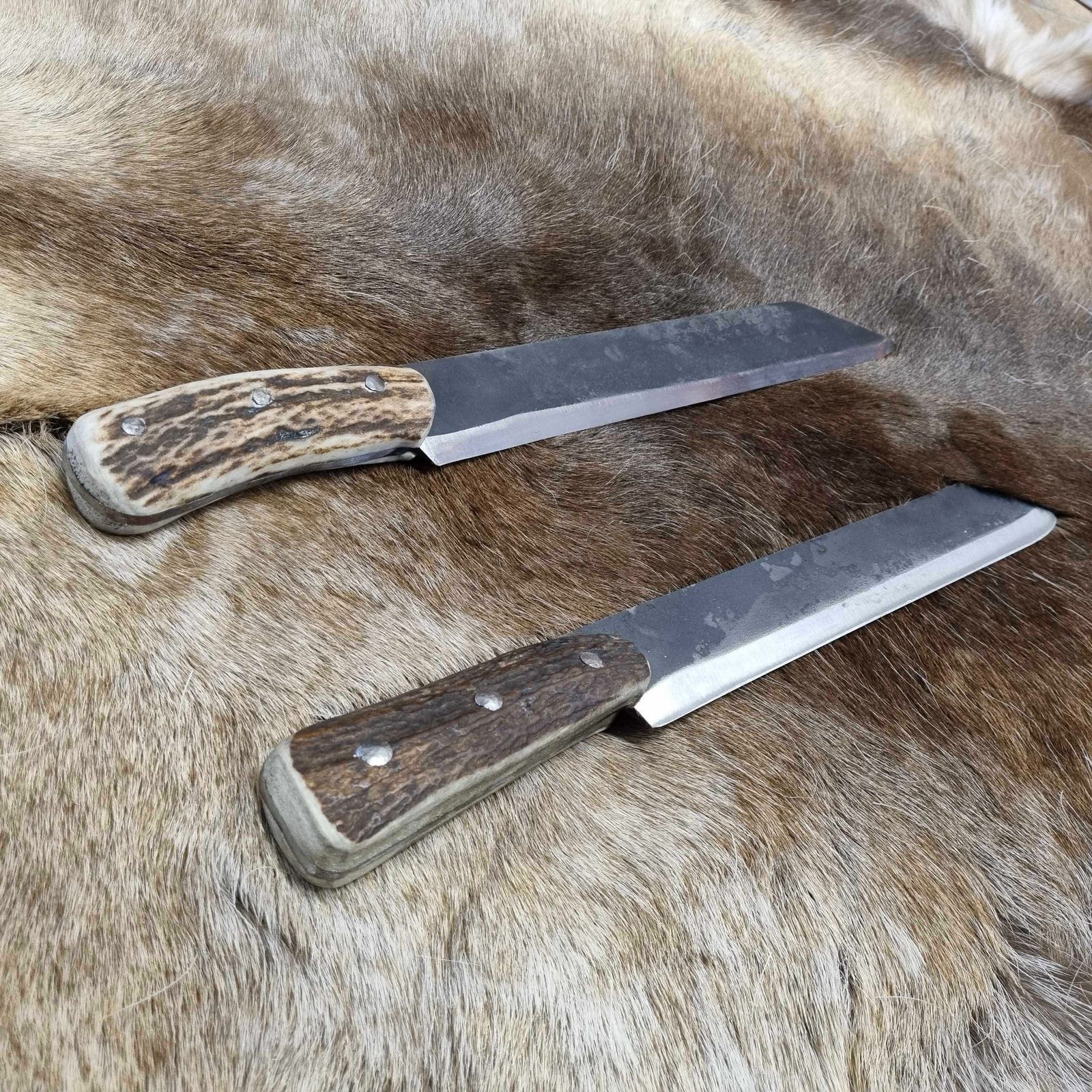 SEAX, hand forged long knife, antler Wulflund