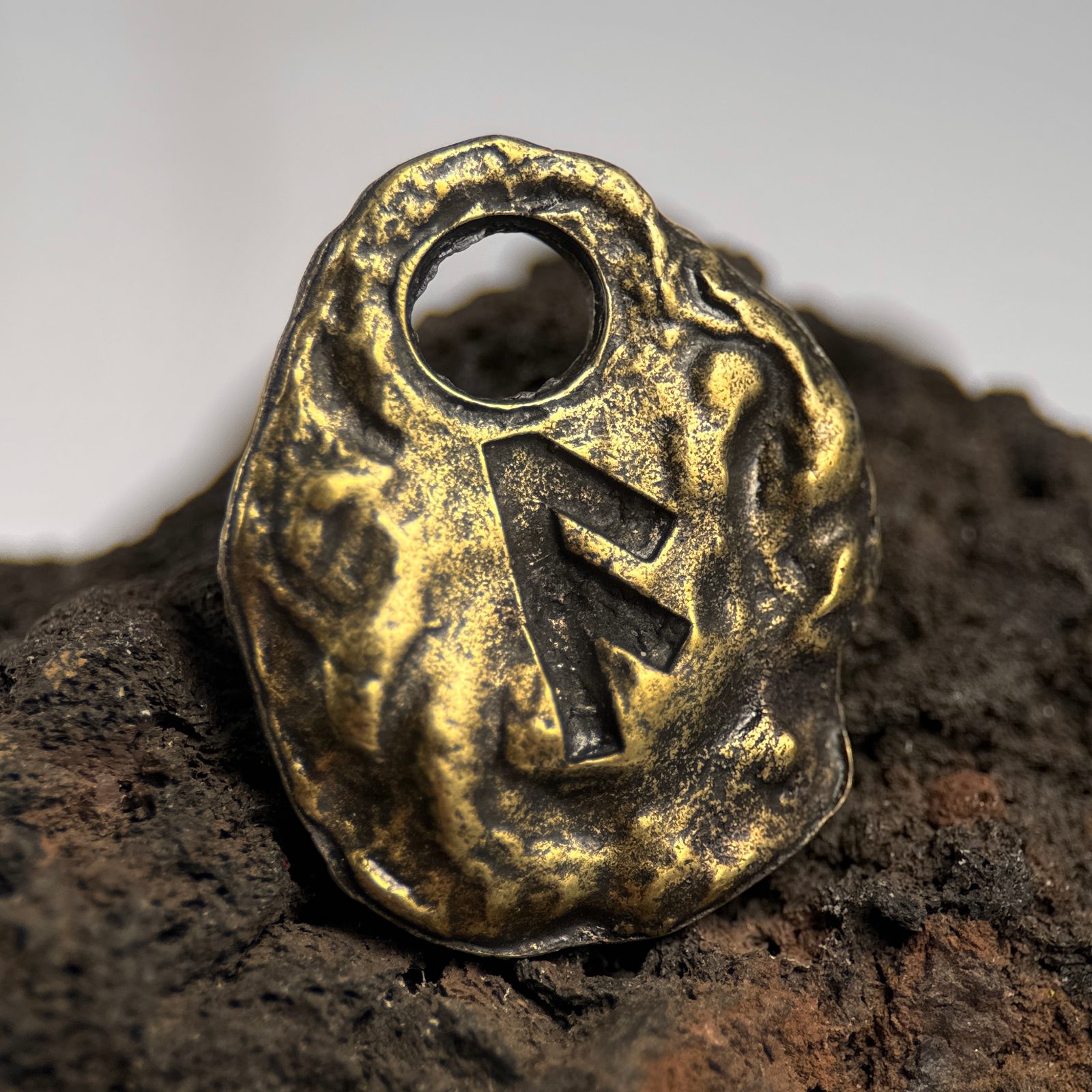 ANSUZ - Rune Pendant, zinc, antique brass Wulflund