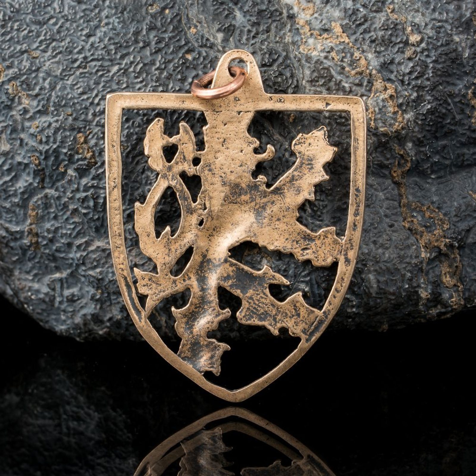 CZECH LION, Bohemia, bronze pendant Wulflund