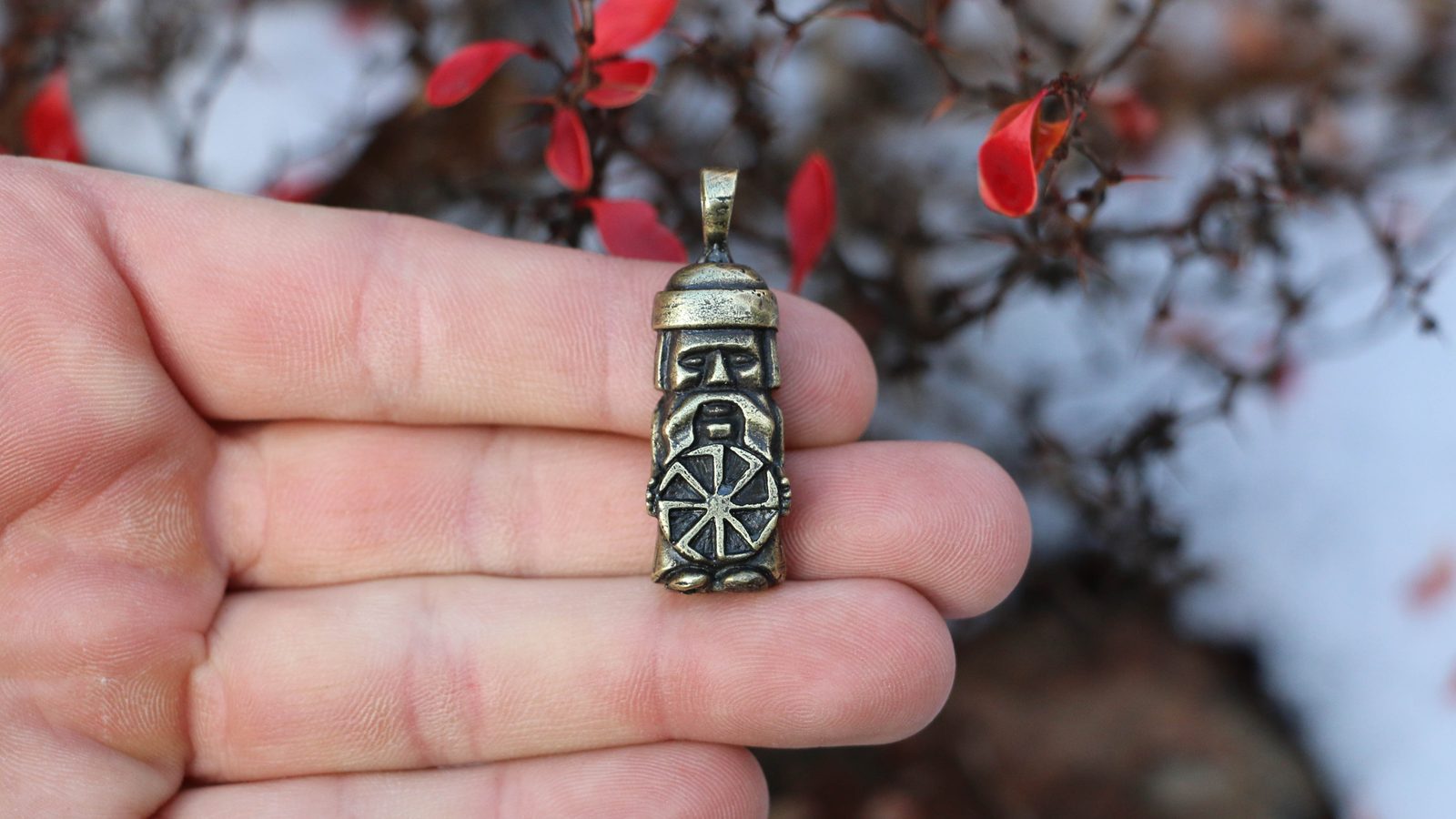 PAGAN SLAVIC IDOL, pendant, zinc antique brass Wulflund