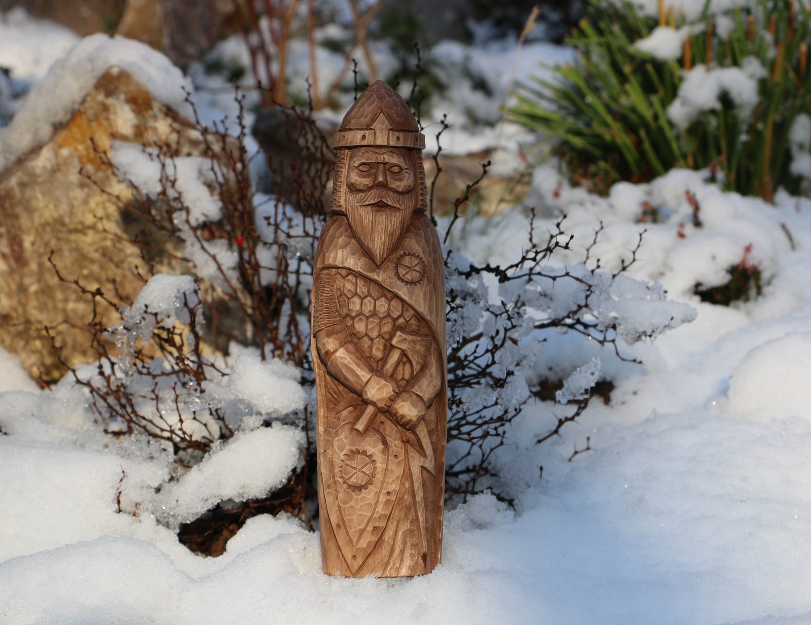 PERUN, hand carved statue Wulflund