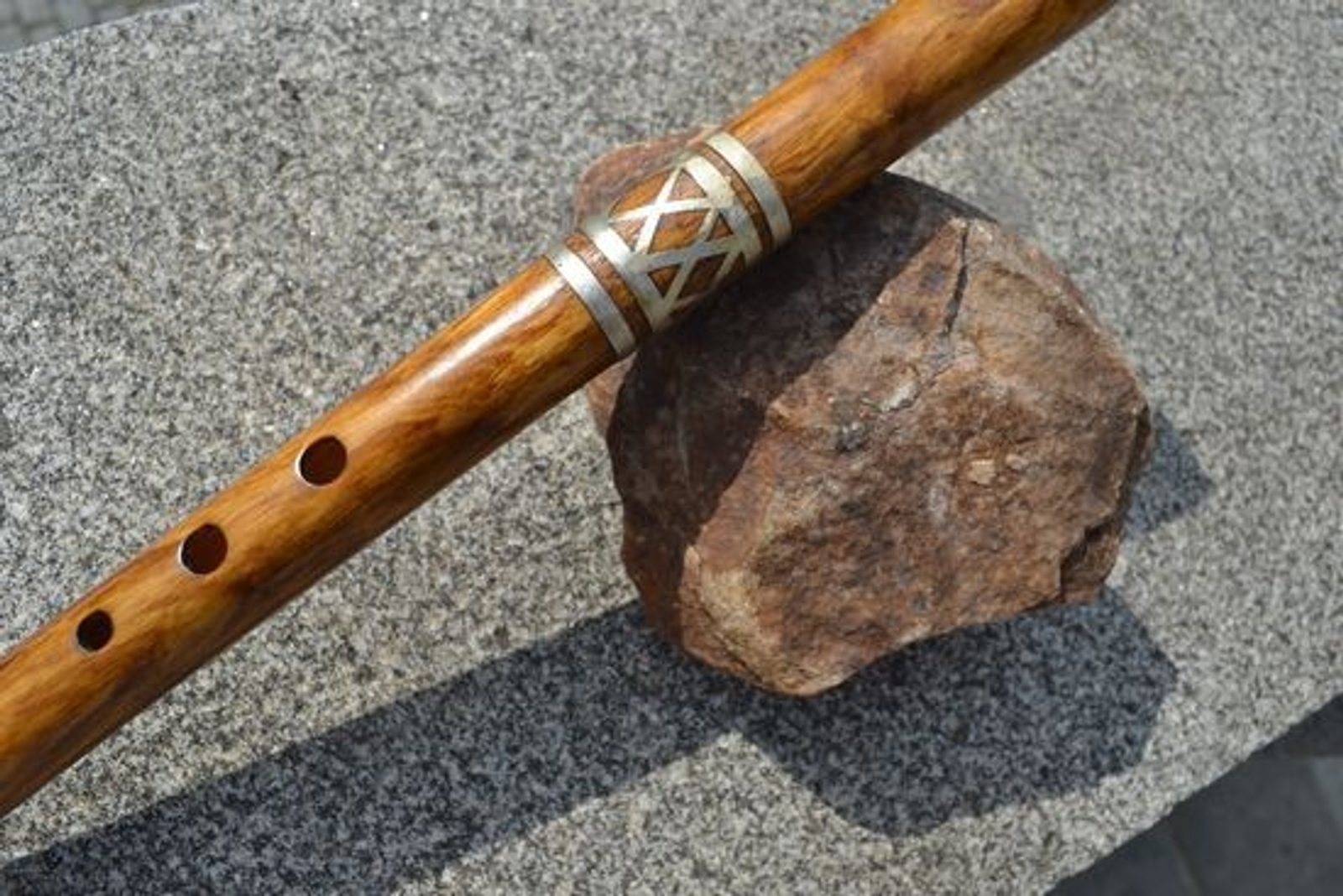 TRADITIONAL FOLK FLUTE, decorated by tin Wulflund