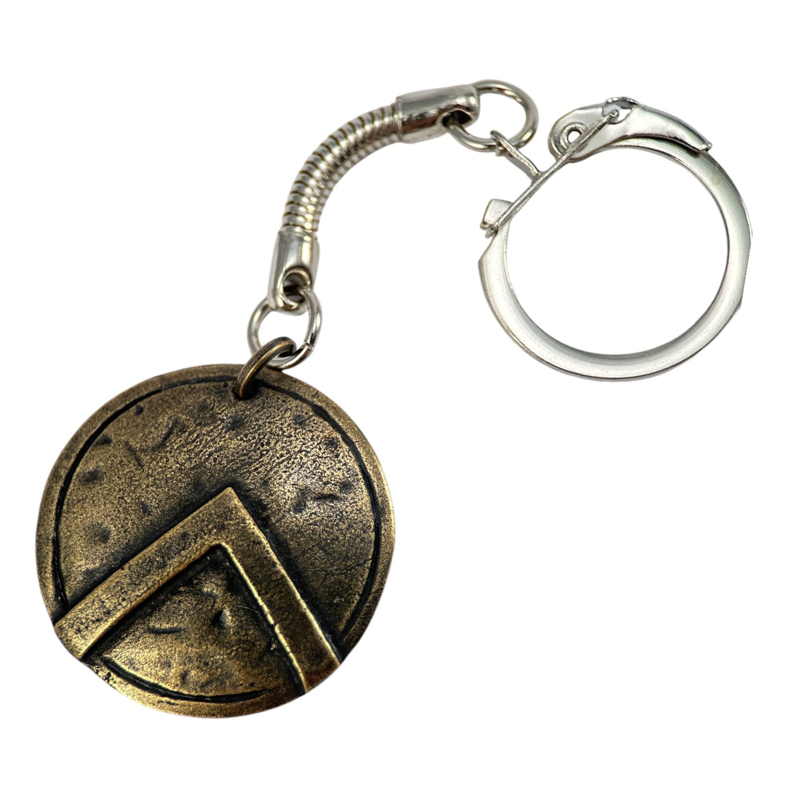 Sparta, Spartan shield keychain, zinc old brass Wulflund