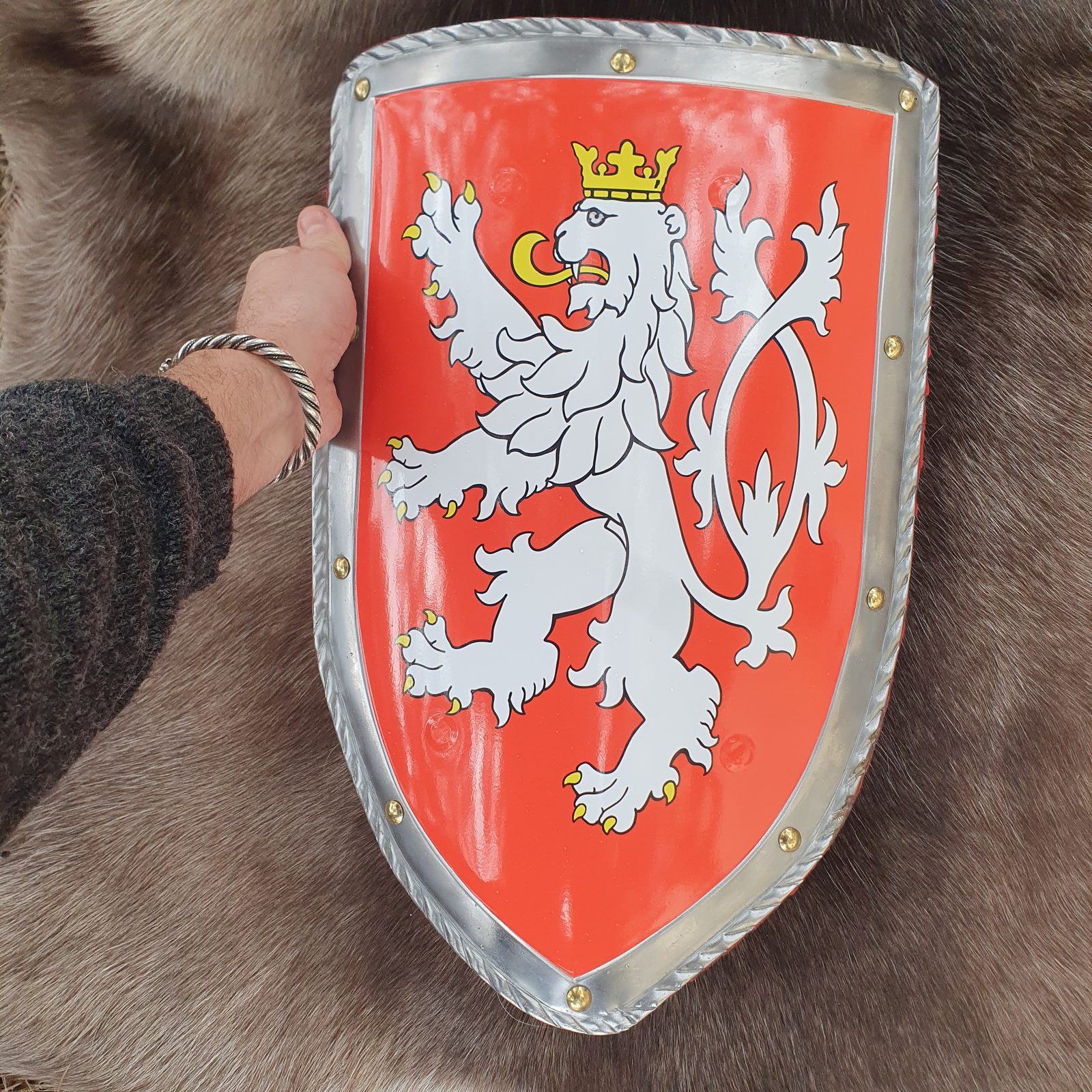 MEDIEVAL SHIELD - Bohemian lion, metal, handmade Wulflund