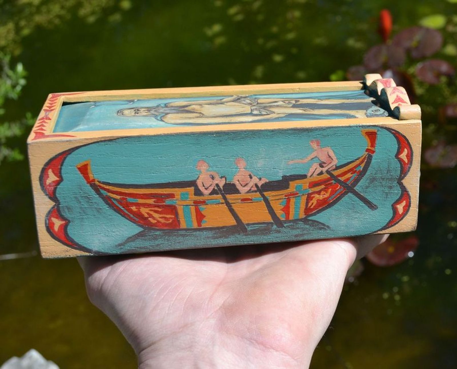 NEPTUNUS, Ancient Rome Wooden Box, replica Wulflund