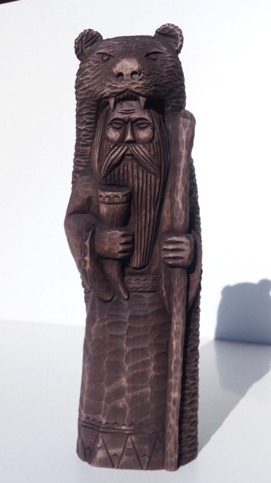 VELES, Slavic God, carved Wooden Figurine Wulflund