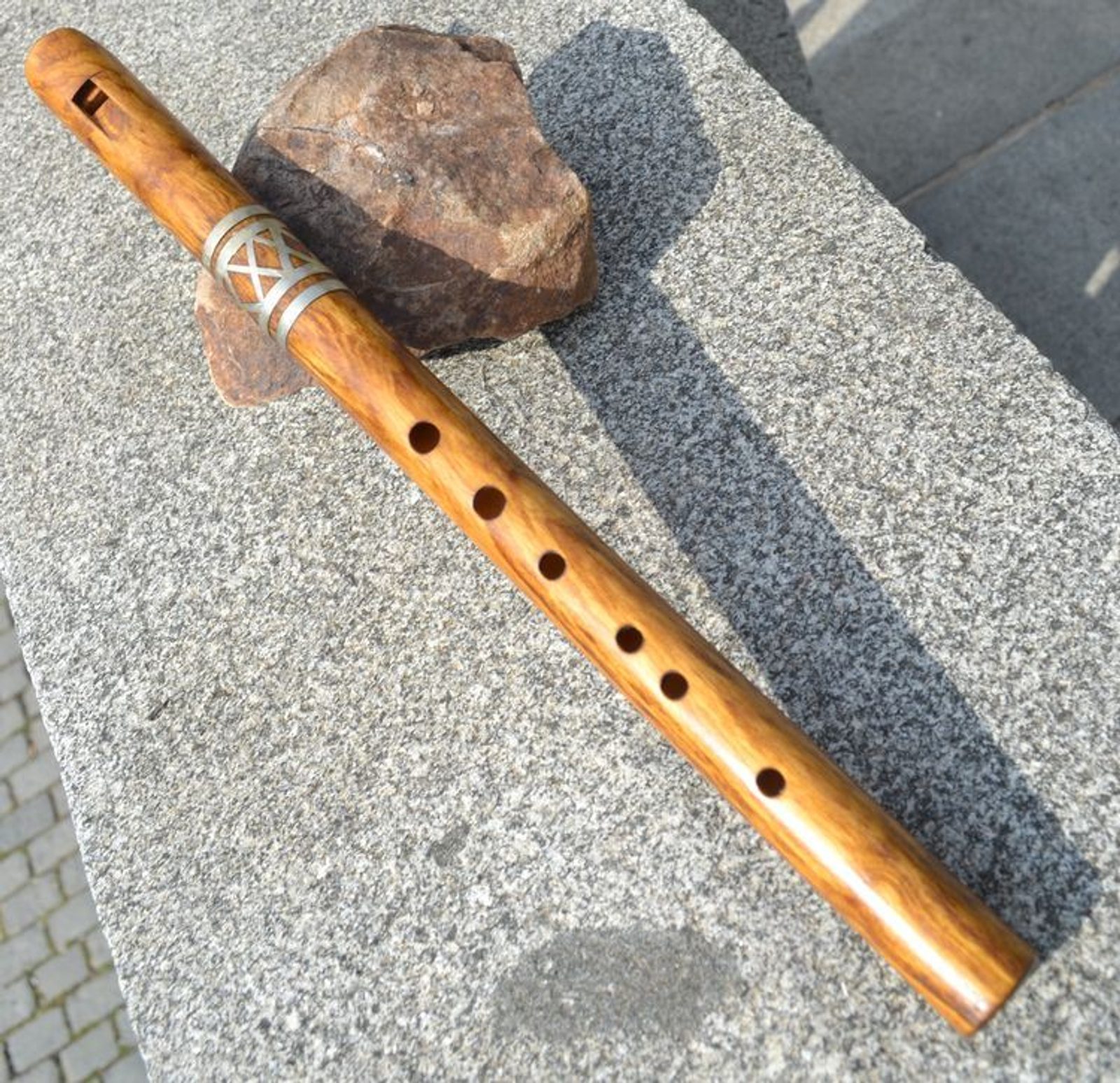 TRADITIONAL FOLK FLUTE, decorated by tin Wulflund