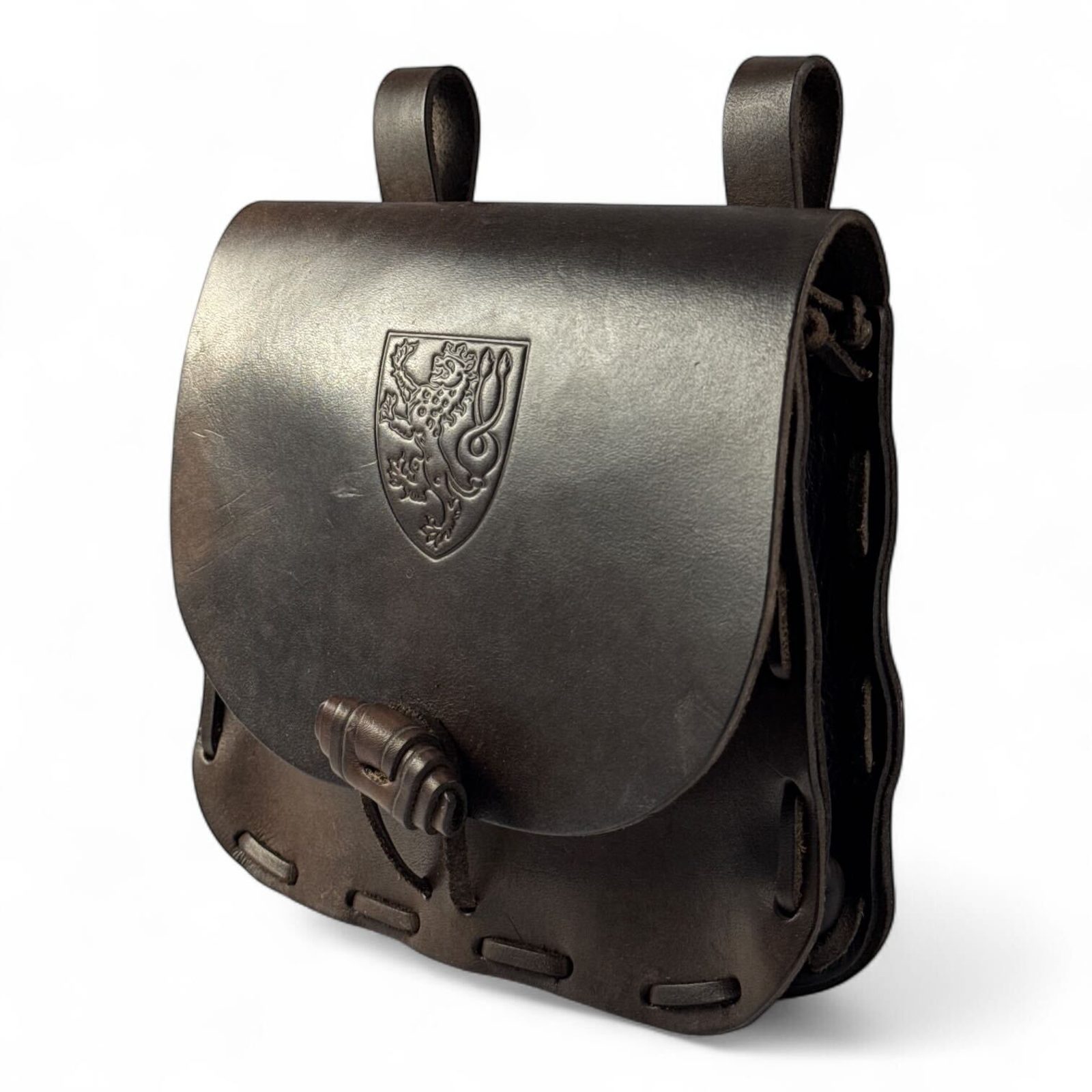 Leather medieval satchel with coat of arms - Bohemia Wulflund