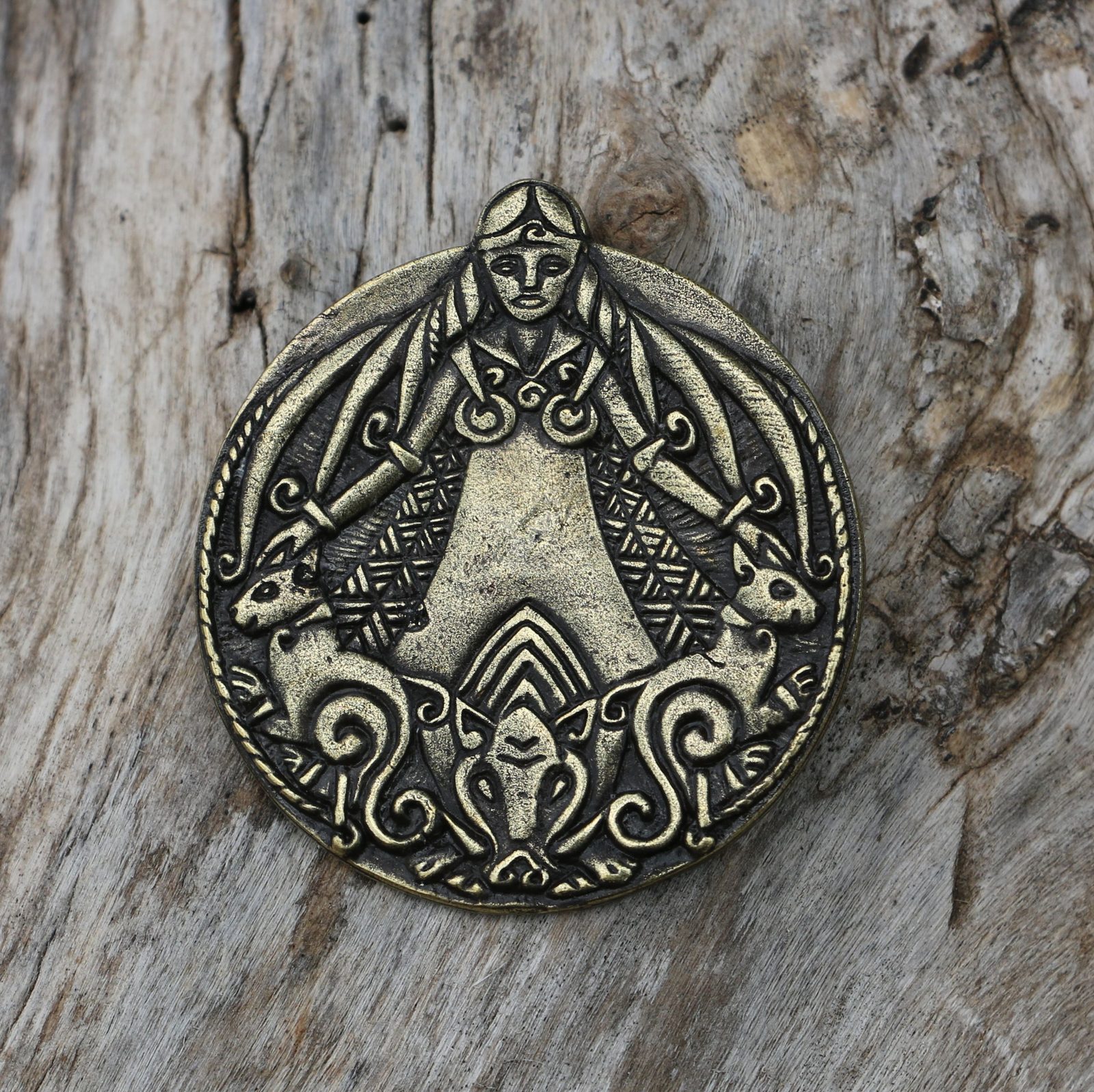 FREYA Viking Pendant zinc, antique brass Wulflund