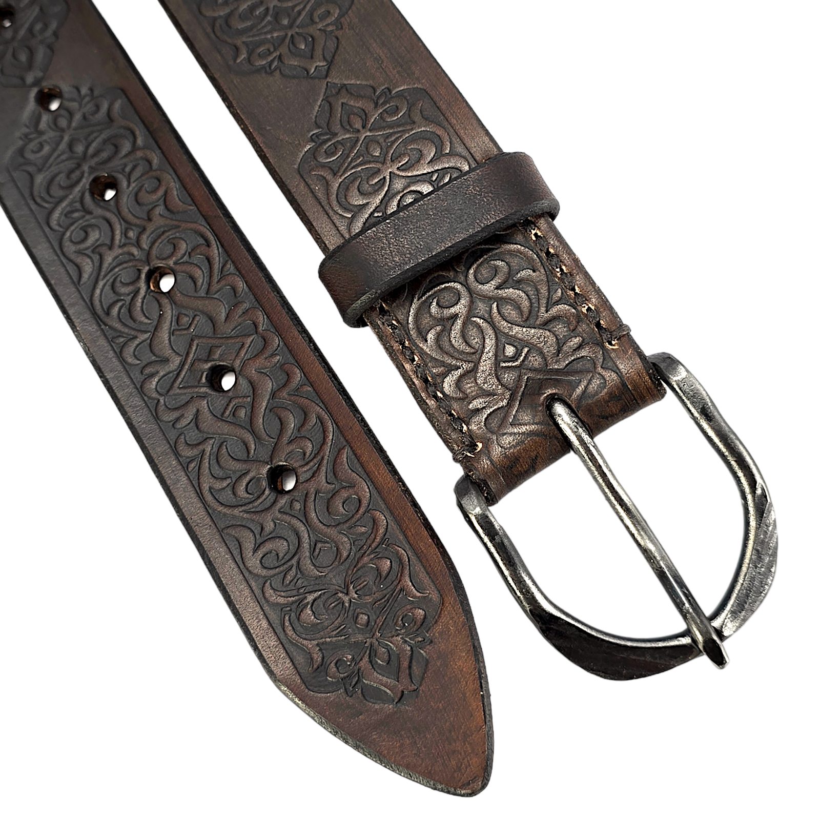 LEATHER BELT, floral motifs Wulflund