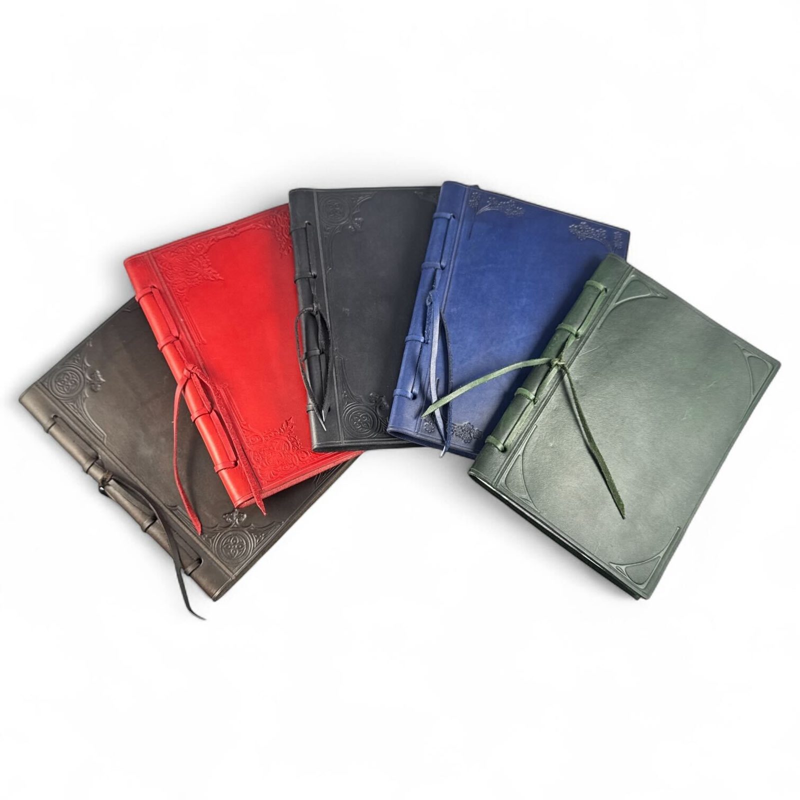 Customized leather notebook, unlined, green Wulflund