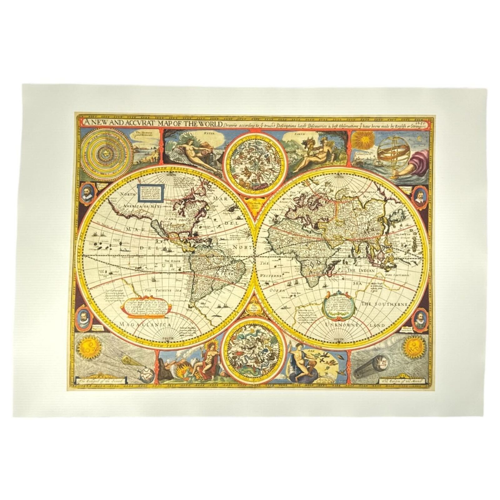 REPRINT A NEW AND ACCURAT MAP OF THE WORLD, John Speed, XVII century ...