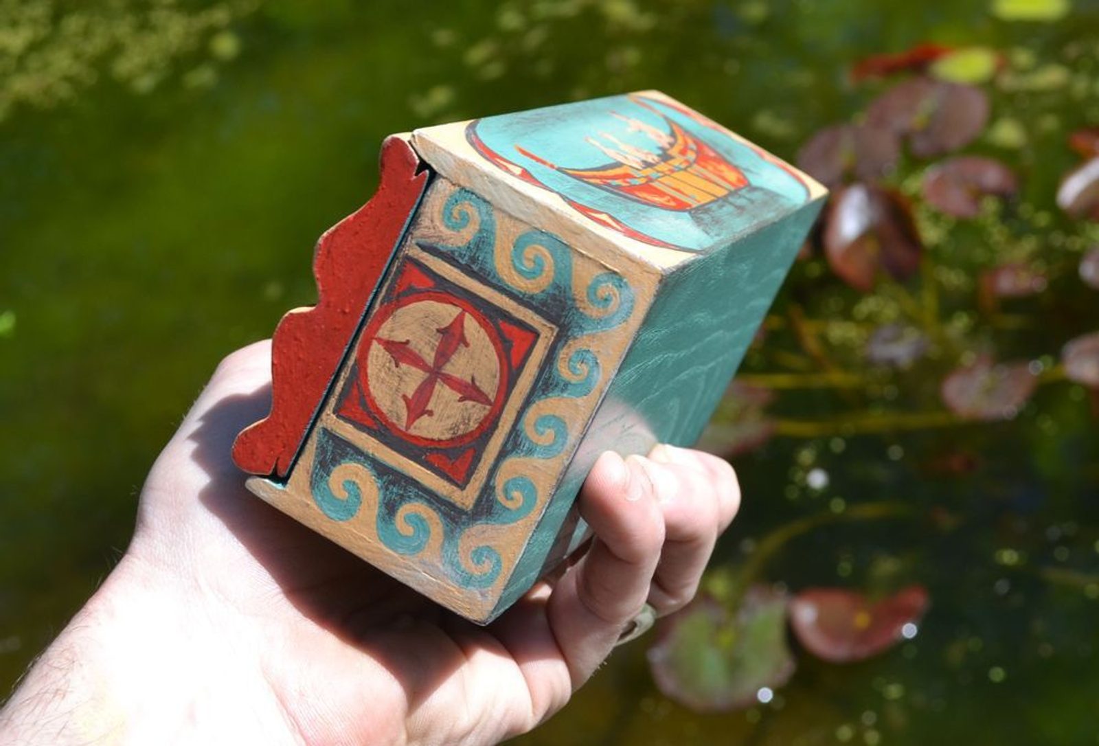 NEPTUNUS, Ancient Rome Wooden Box, replica Wulflund