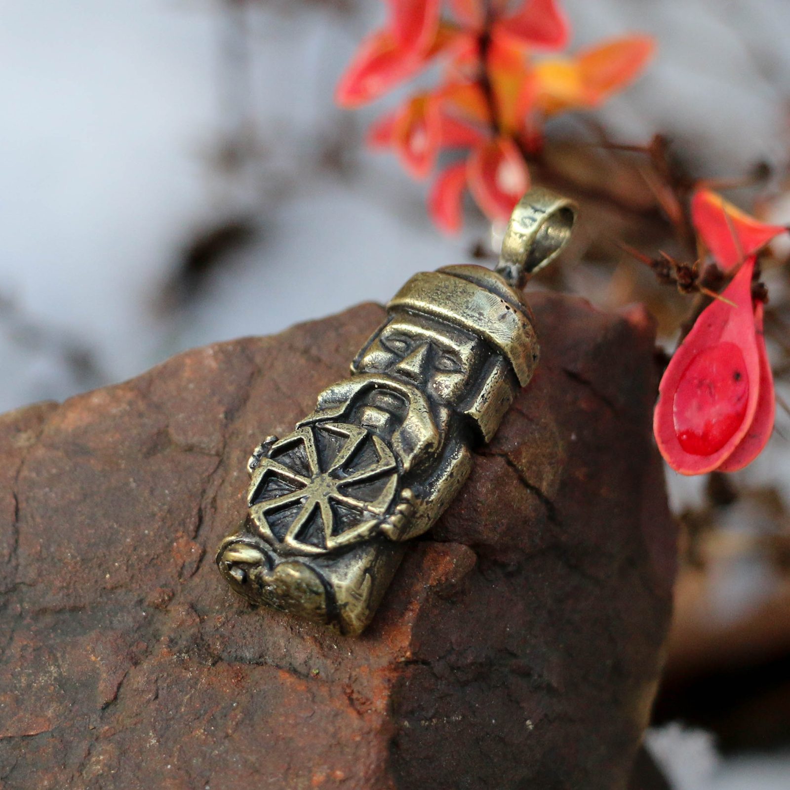 PAGAN SLAVIC IDOL, pendant, zinc antique brass Wulflund