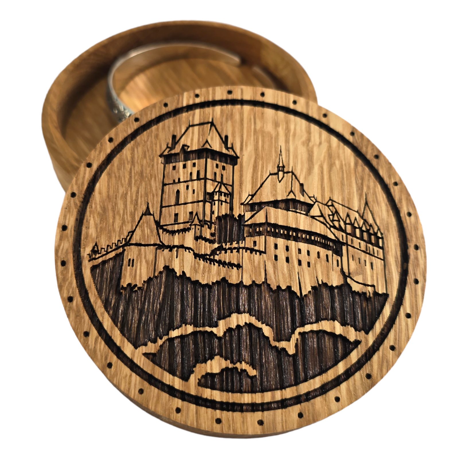 MEDIEVAL CASTLE, jewellery box, oak Wulflund