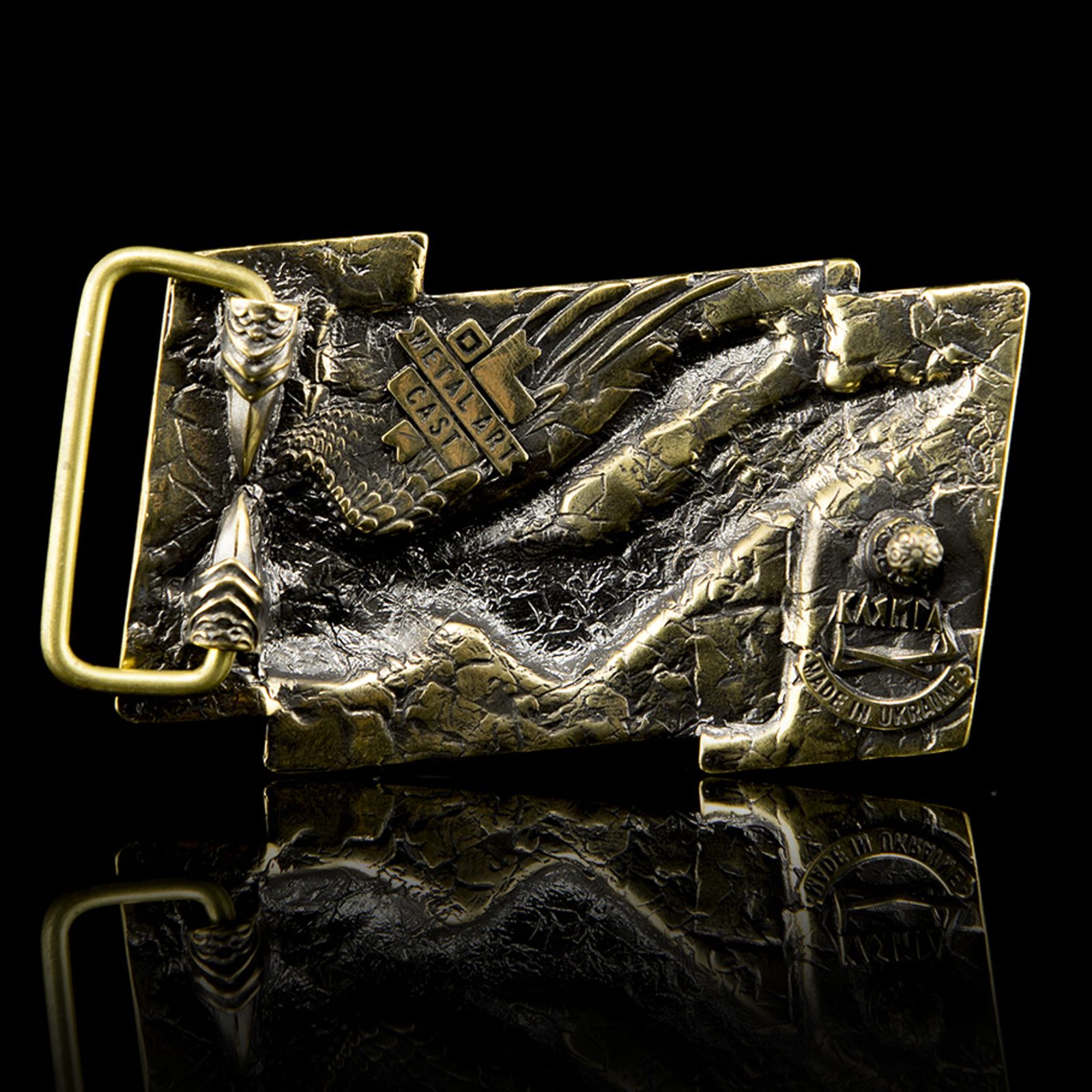 Flying Falcon, belt buckle, brass Wulflund