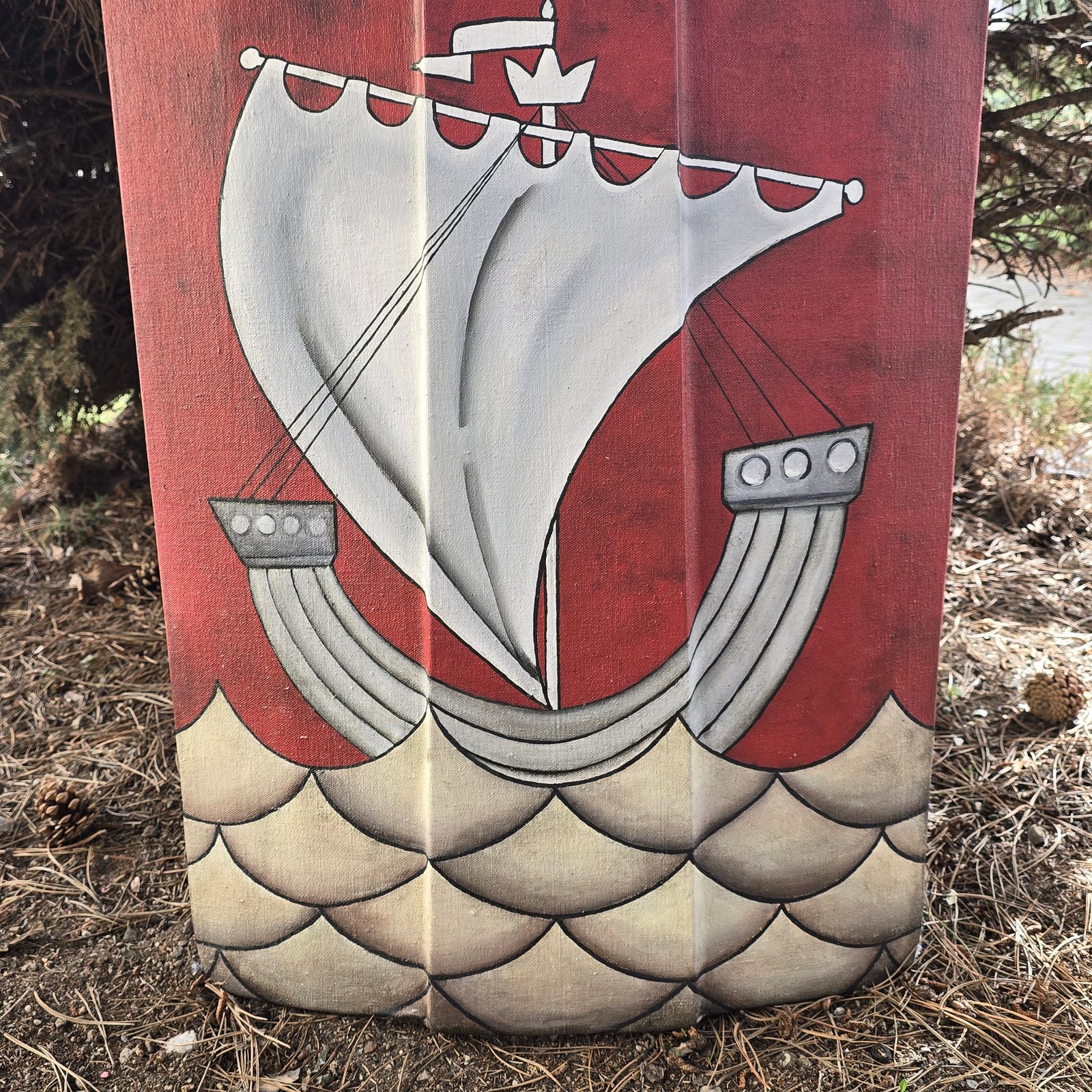 Pavise shield of Paris, hand-painted wooden medieval shield Wulflund