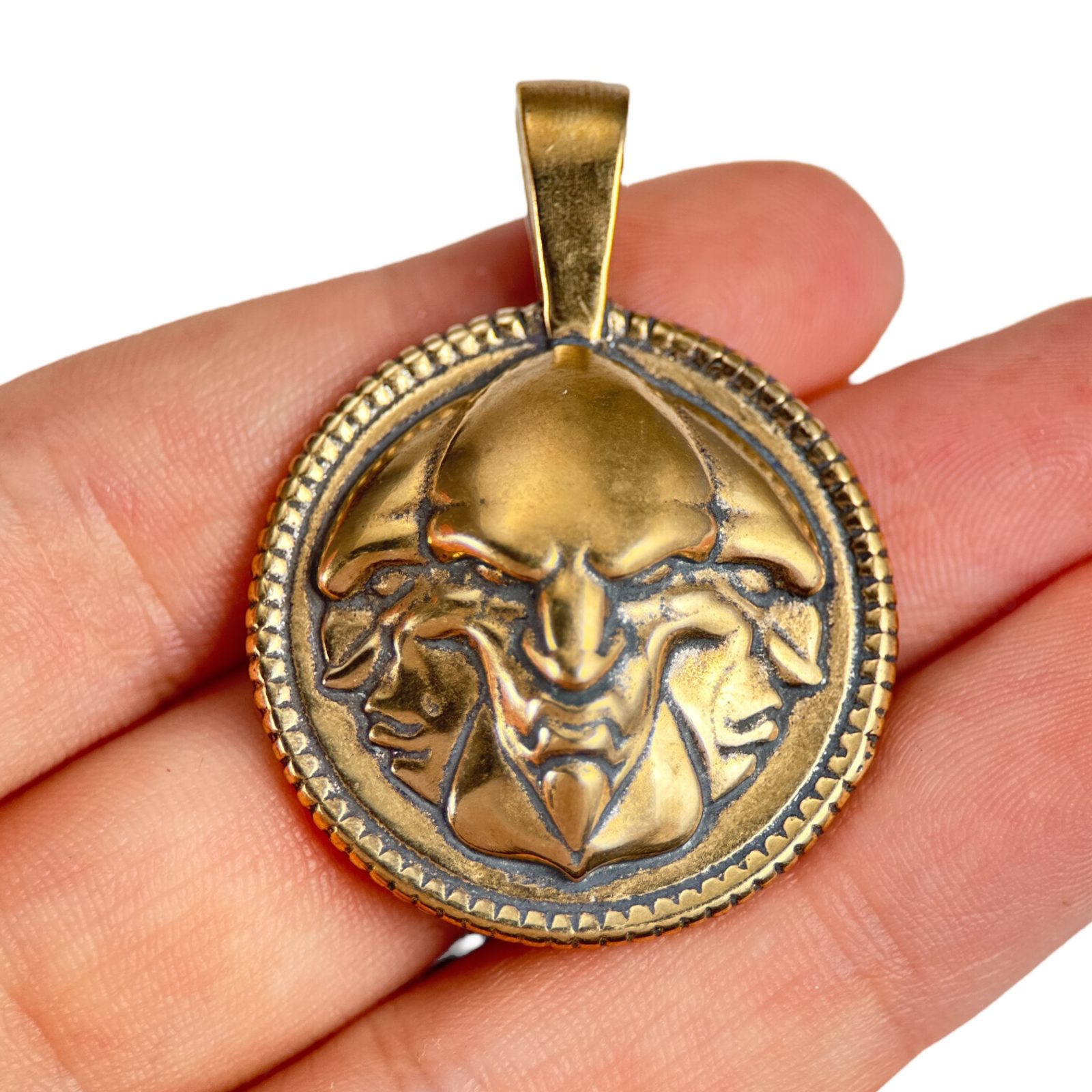 TRIGLAV Slavic God, bronze pendant Wulflund