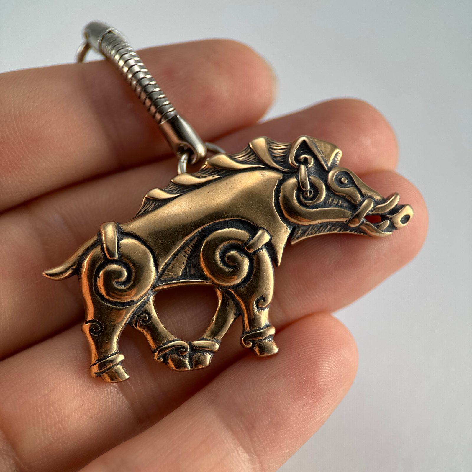 CELTIC BOAR, bronze, key ring Wulflund