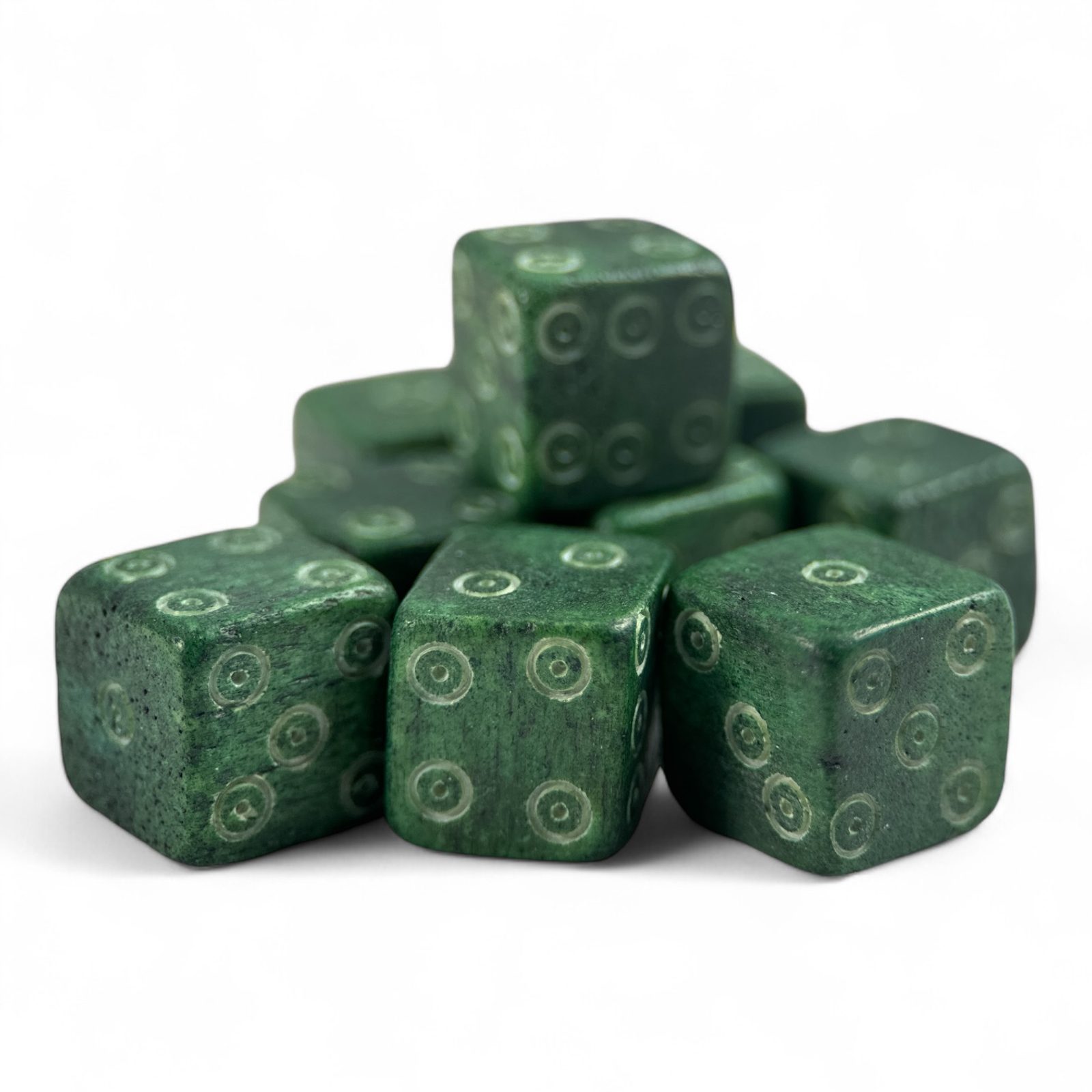 Bone Roman dice - green Wulflund